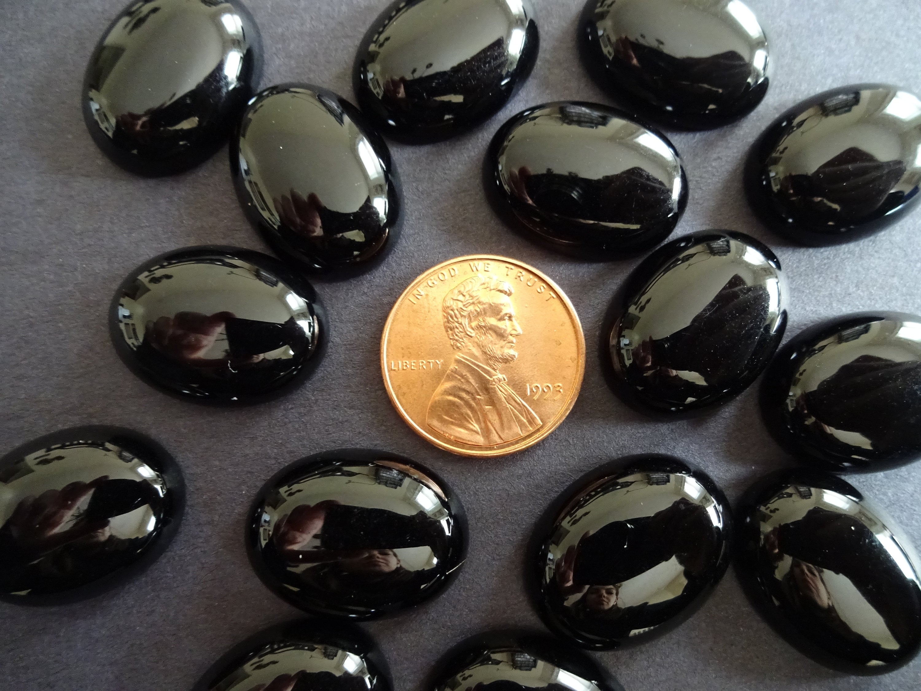 20x15x6mm Natural Black Agate Gemstone Cabochon, Oval Cabochon ...