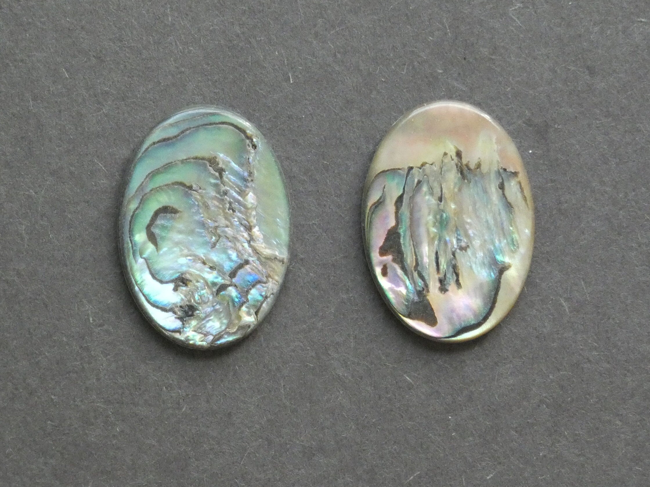 2 Pack 25x18mm Natural Abalone / Paua Shell Cabochons, Iridescent, Oval ...