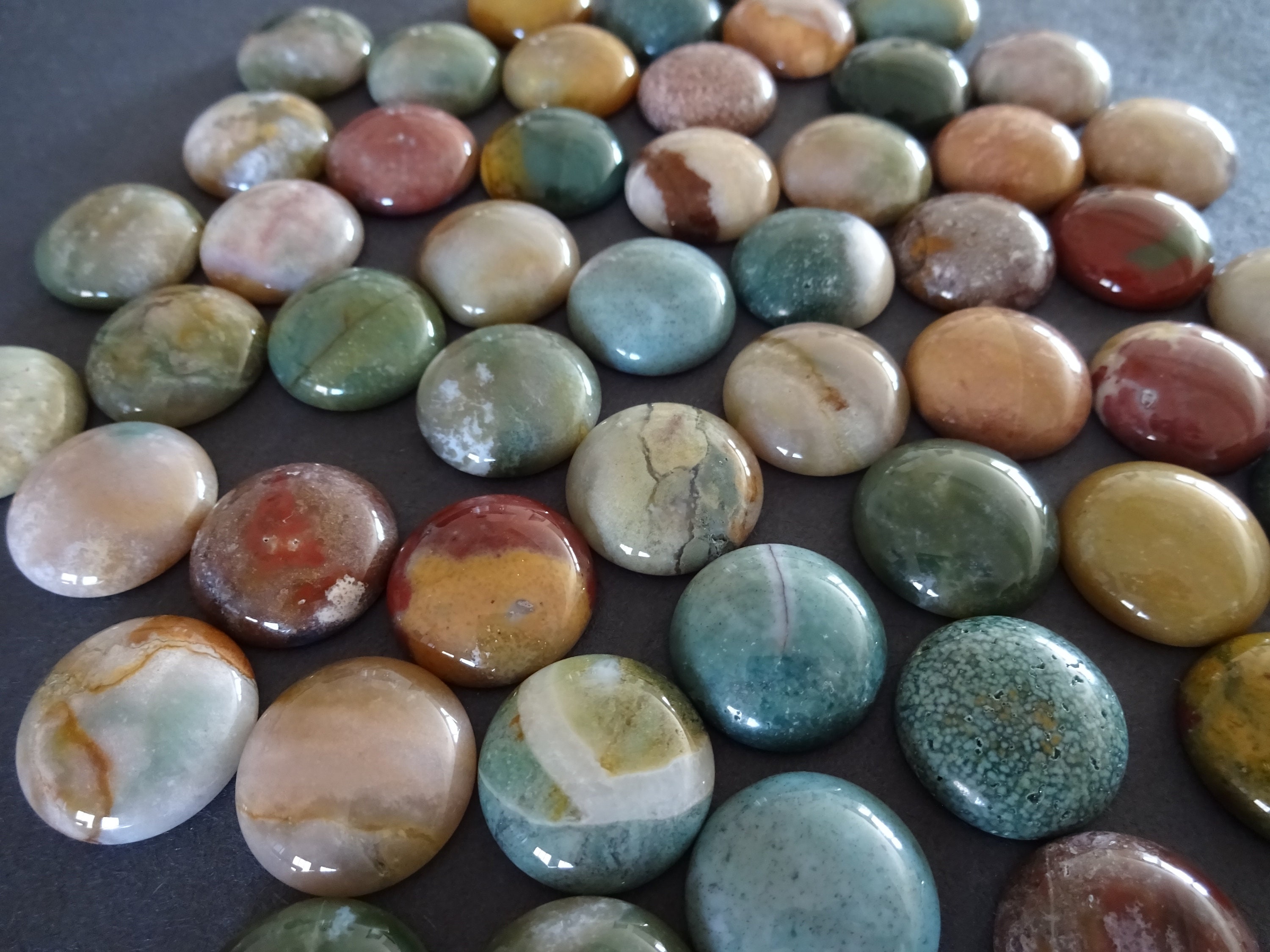 2 PACK Of 18x6.5mm Natural Indian Agate Cabs, Round Cabochon, Polished ...