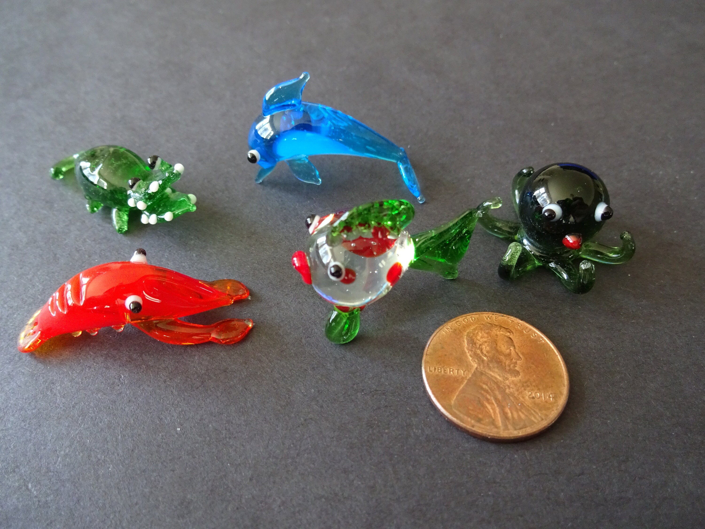 Glass Animal Set, 23-36mm Mini Lampwork Glass Ocean Animals, Collect ...
