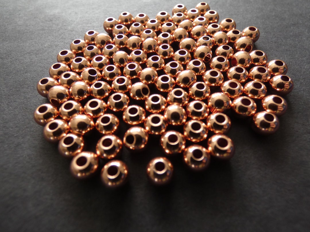 100 PACK 304 Stainless Steel 6mm Ball Beads, Rose Gold Color, 2mm Hole ...