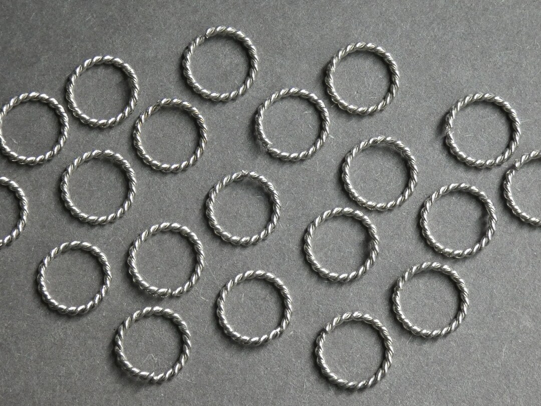 20 PACK of 9.5mm Stainless Steel Linking Rings, Rope Deisgn Metal Rings ...