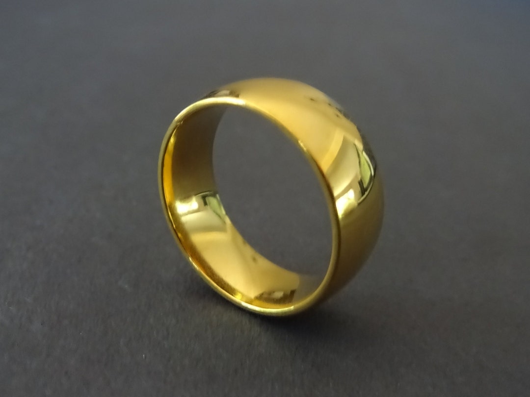 Stainless Steel Rounded Edge Gold Ring, Timeless Band, Size 7-10, 8mm ...