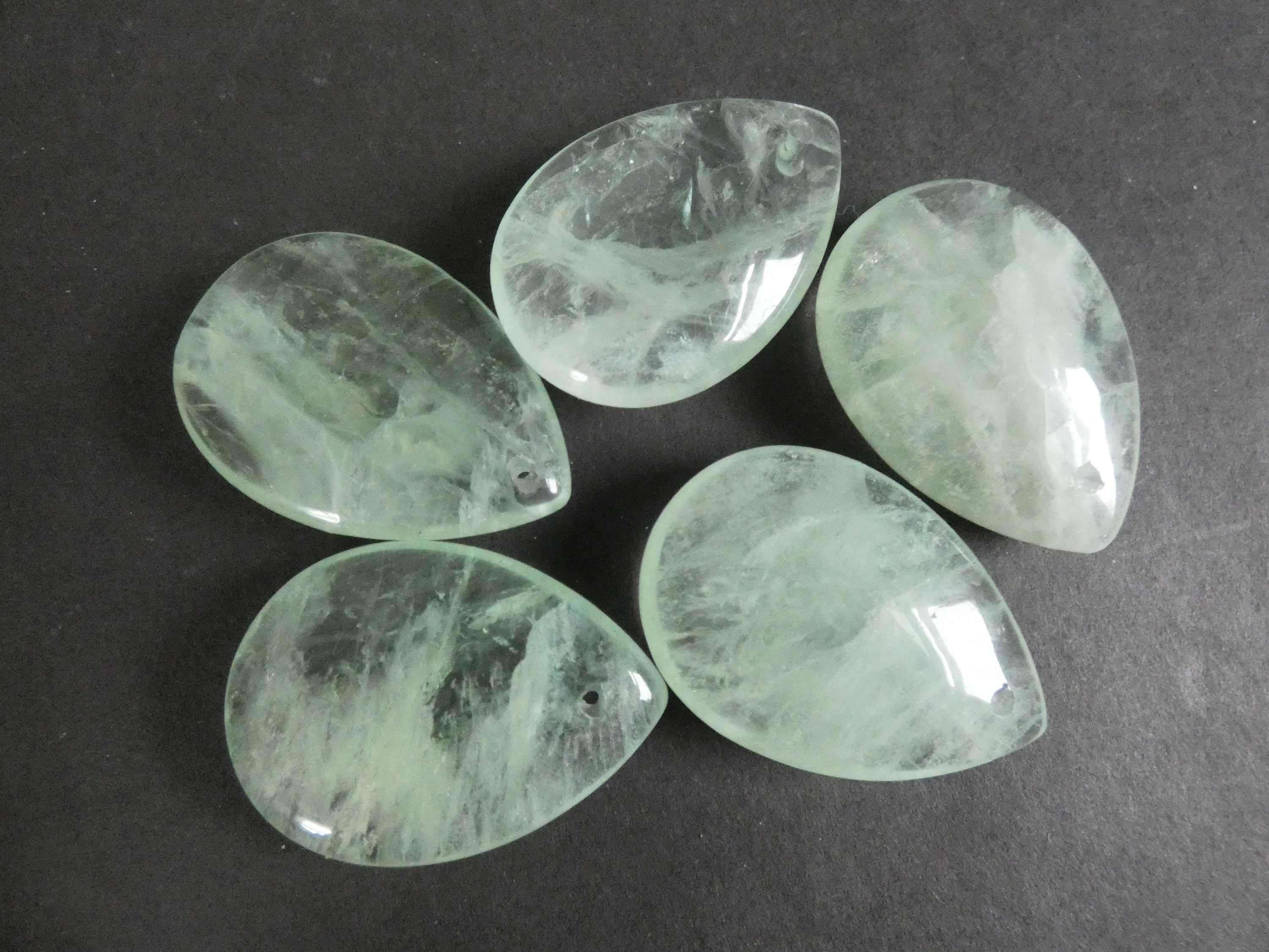 34-35.5mm Natural Green Fluorite Pendant, Drilled, Polished Gem ...