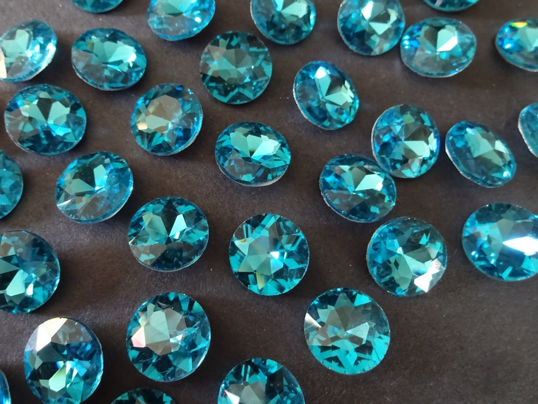 10 PACK of 14mm Faceted Glass Rhinestone Round Cabochon, Round ...