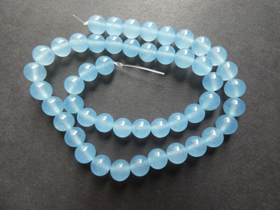 15 Inch 8mm Blue Natural Malaysia Jade Bead Strand, Dyed, About 48 ...