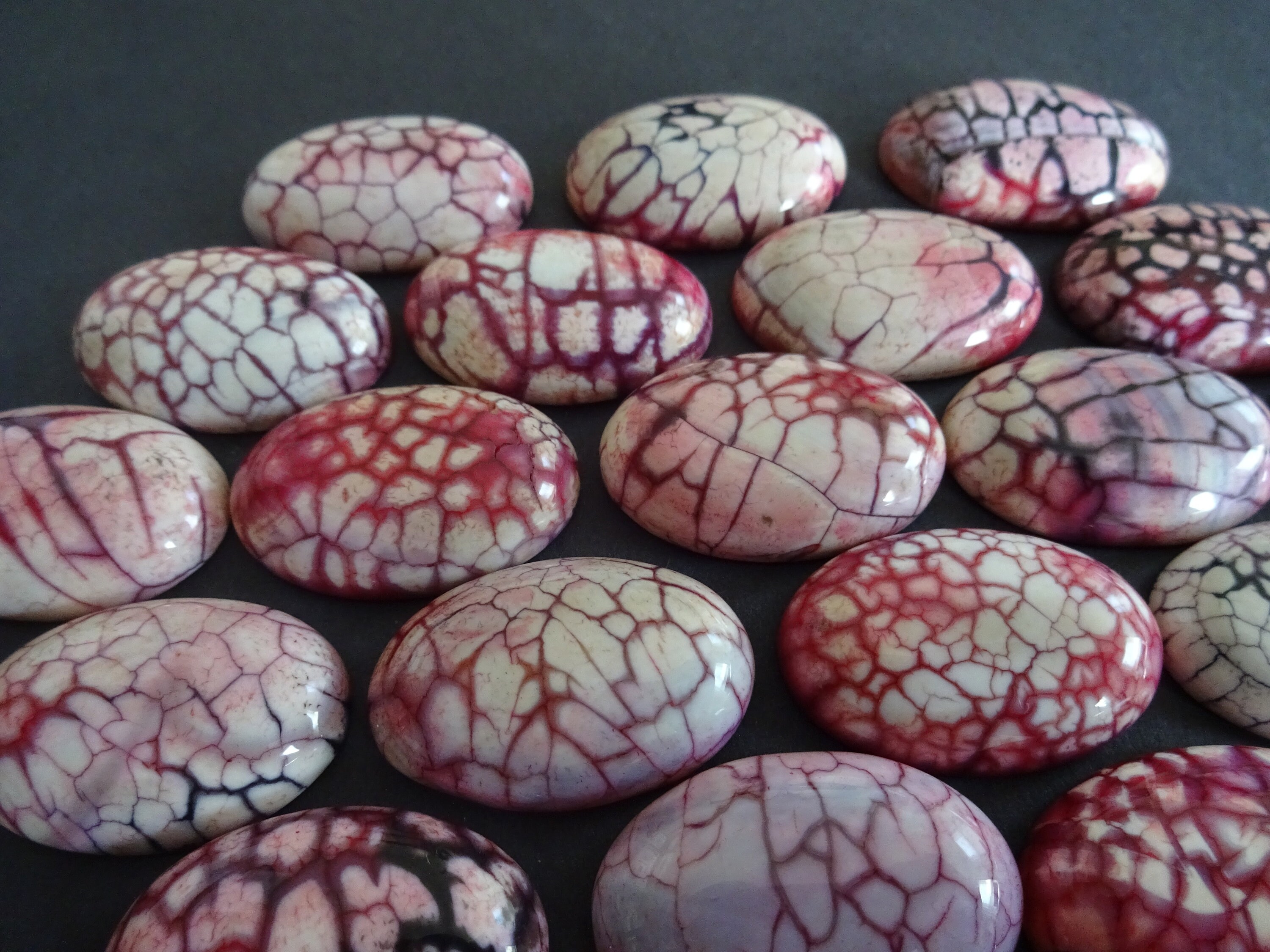 30x20x7mm Plum Natural Fire Agate Gemstone Cabochon, Dyed, Oval ...