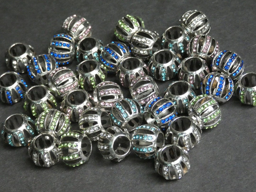 10 PACK of 12mm Rhinestone Ball Beads, Metal With Rhinestone Bead ...