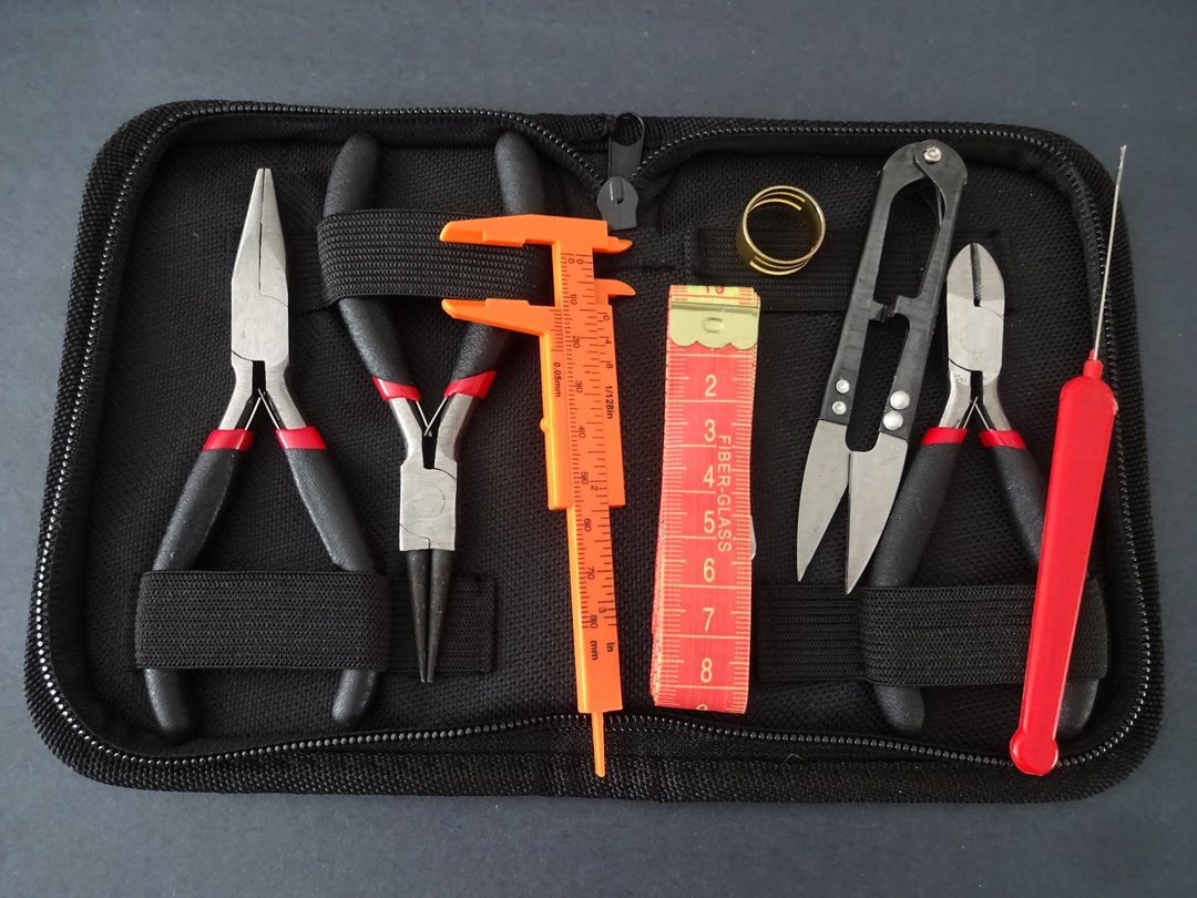 8 Piece DIY Jewelry Tool Set With Black Case, Beading and Crafting Kit ...