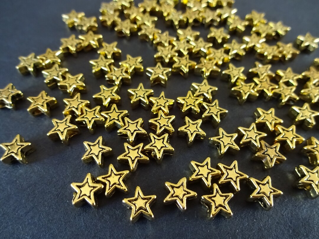 100 PACK of 6x6mm Gold Color Metal Star Bead, Metal Spacer, Star Spacer ...