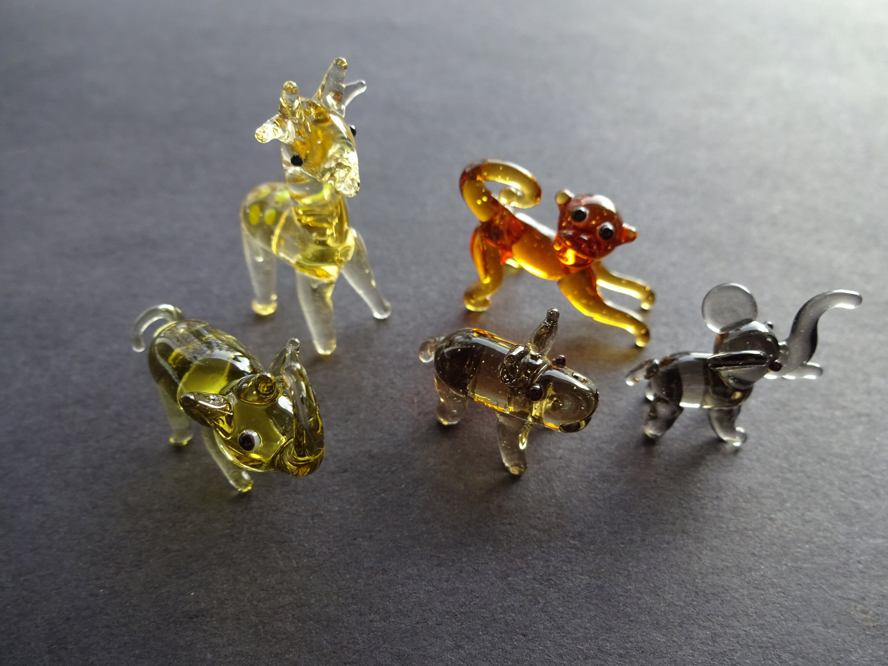 Mini Glass Animal Set, 19-35mm Lampwork Zoo Animals, Collect All 5 ...