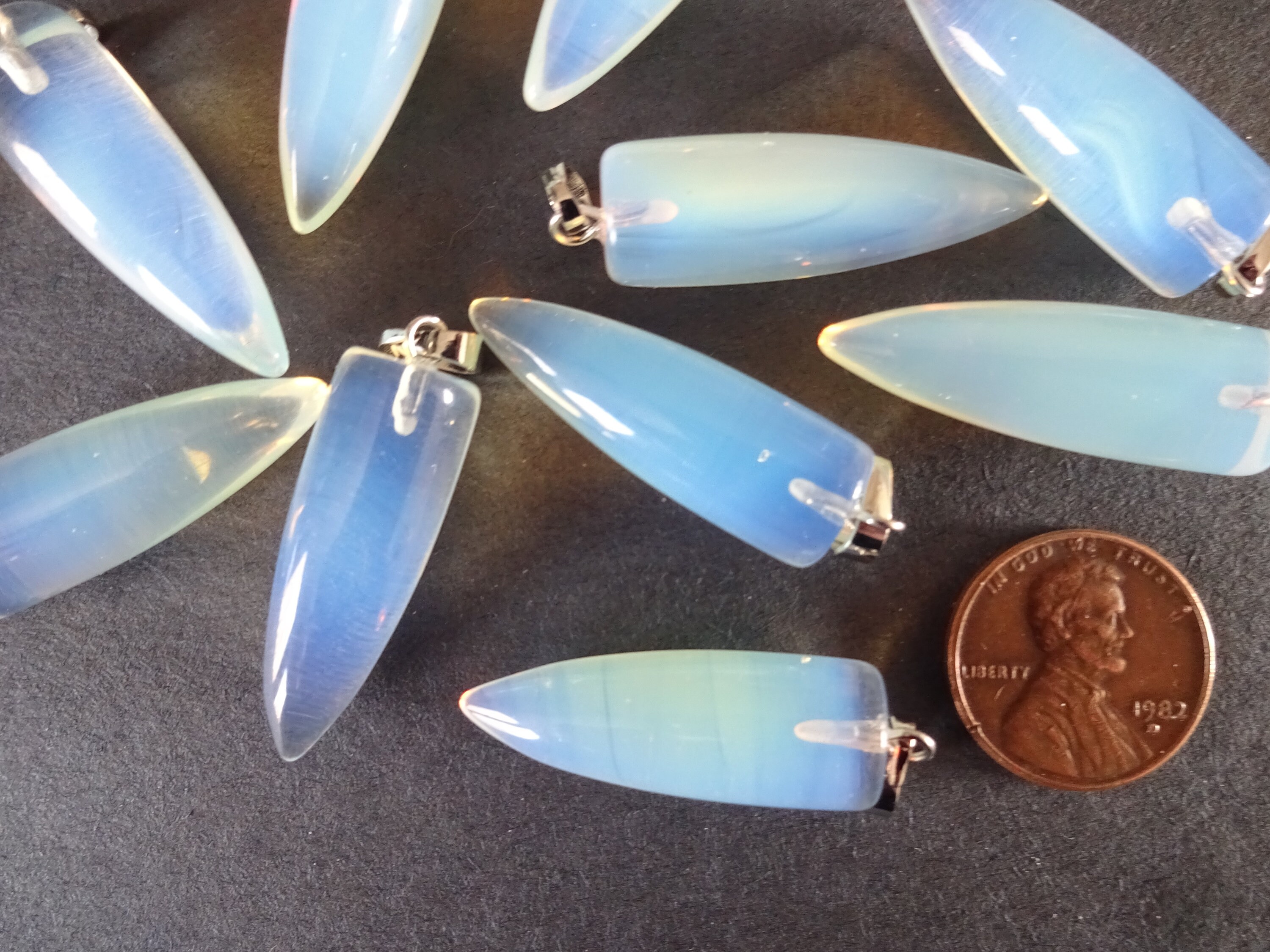 32-35mm Glass Opalite Pendant With Brass, Opalite Bullet, Bullet ...