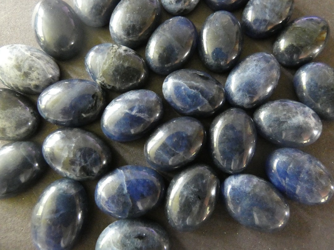 18x13mm Natural Sodalite Cabochon, Oval Cabochon, Polished Stone, Blue ...