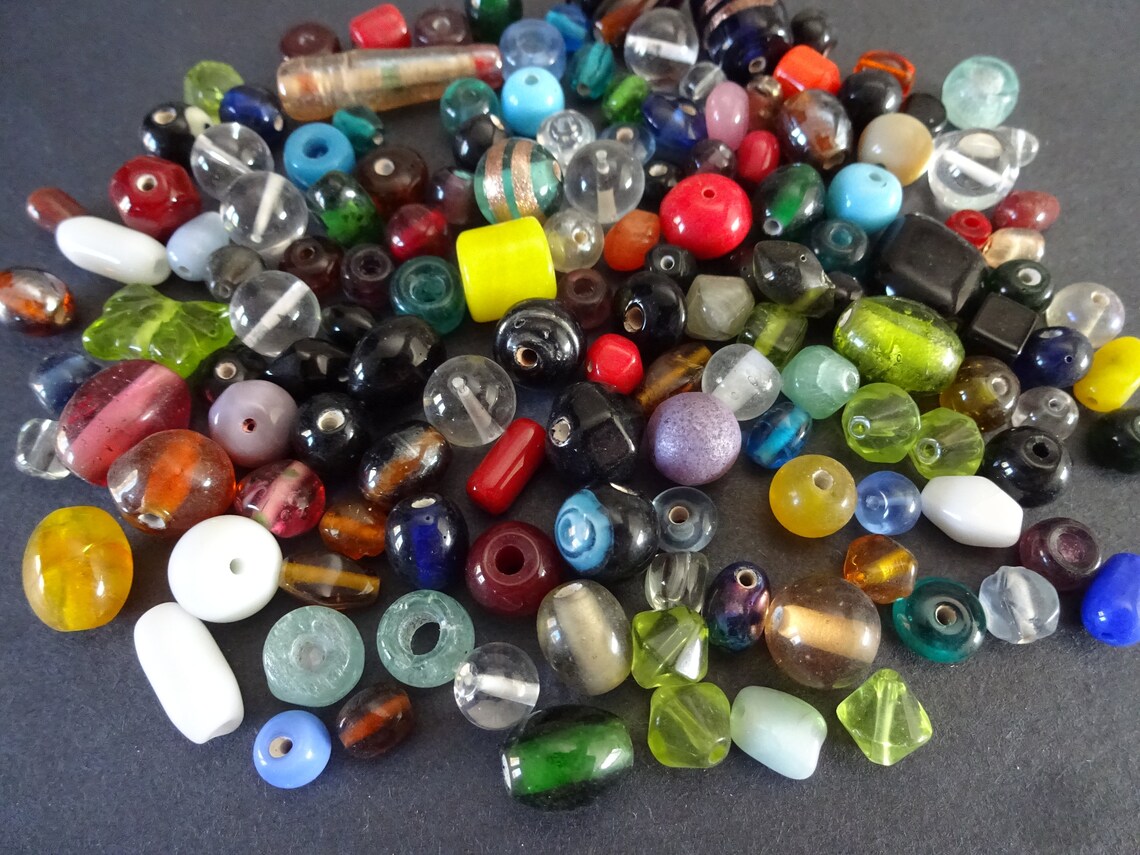 100 Gram Mixed Glass Bead Pack 3-26mm About 80-140 Beads - Etsy