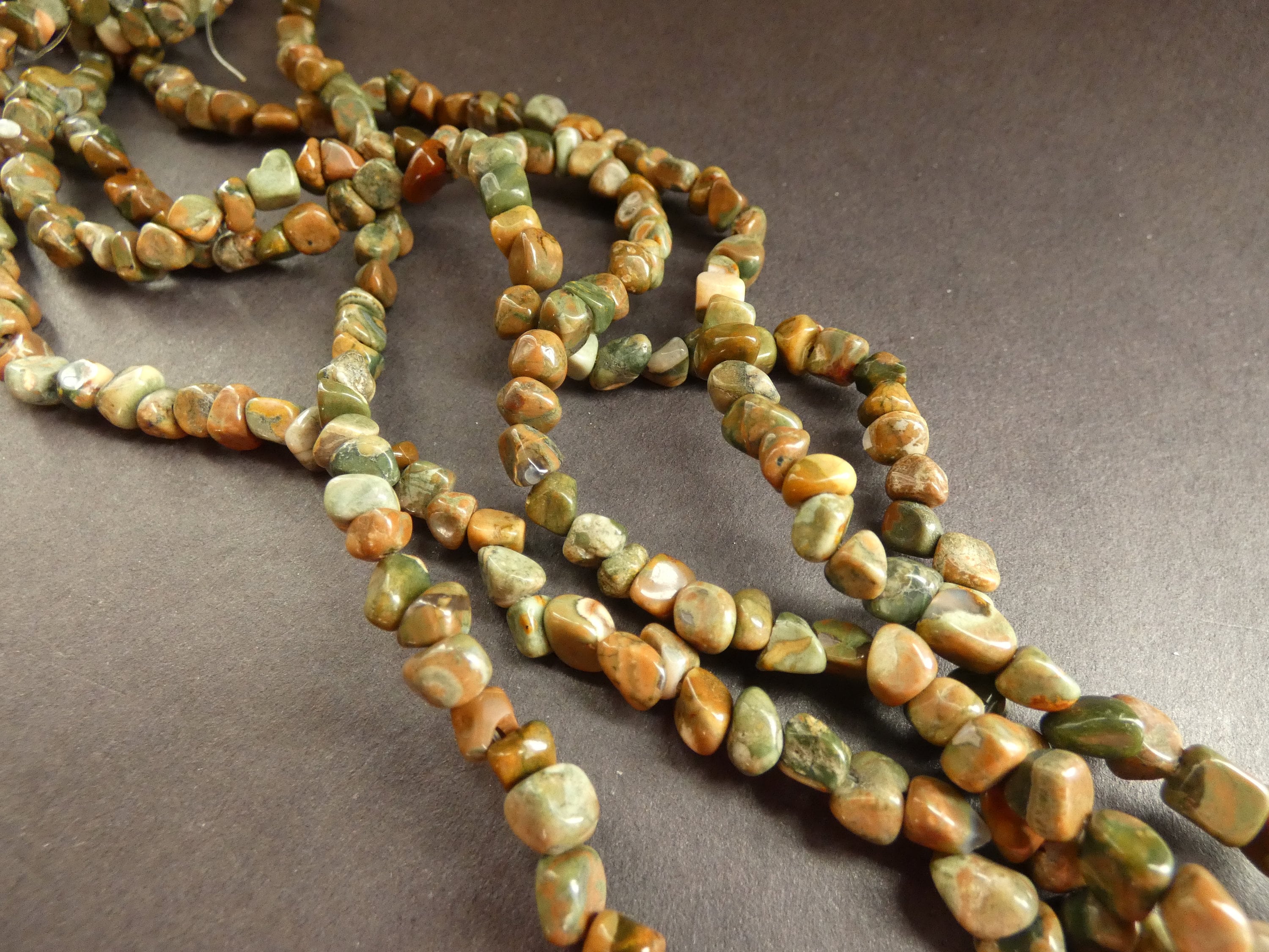 15.5 Inch 3-5mm Natural Rhyolite Bead Strand, About 82 Beads, Green and ...
