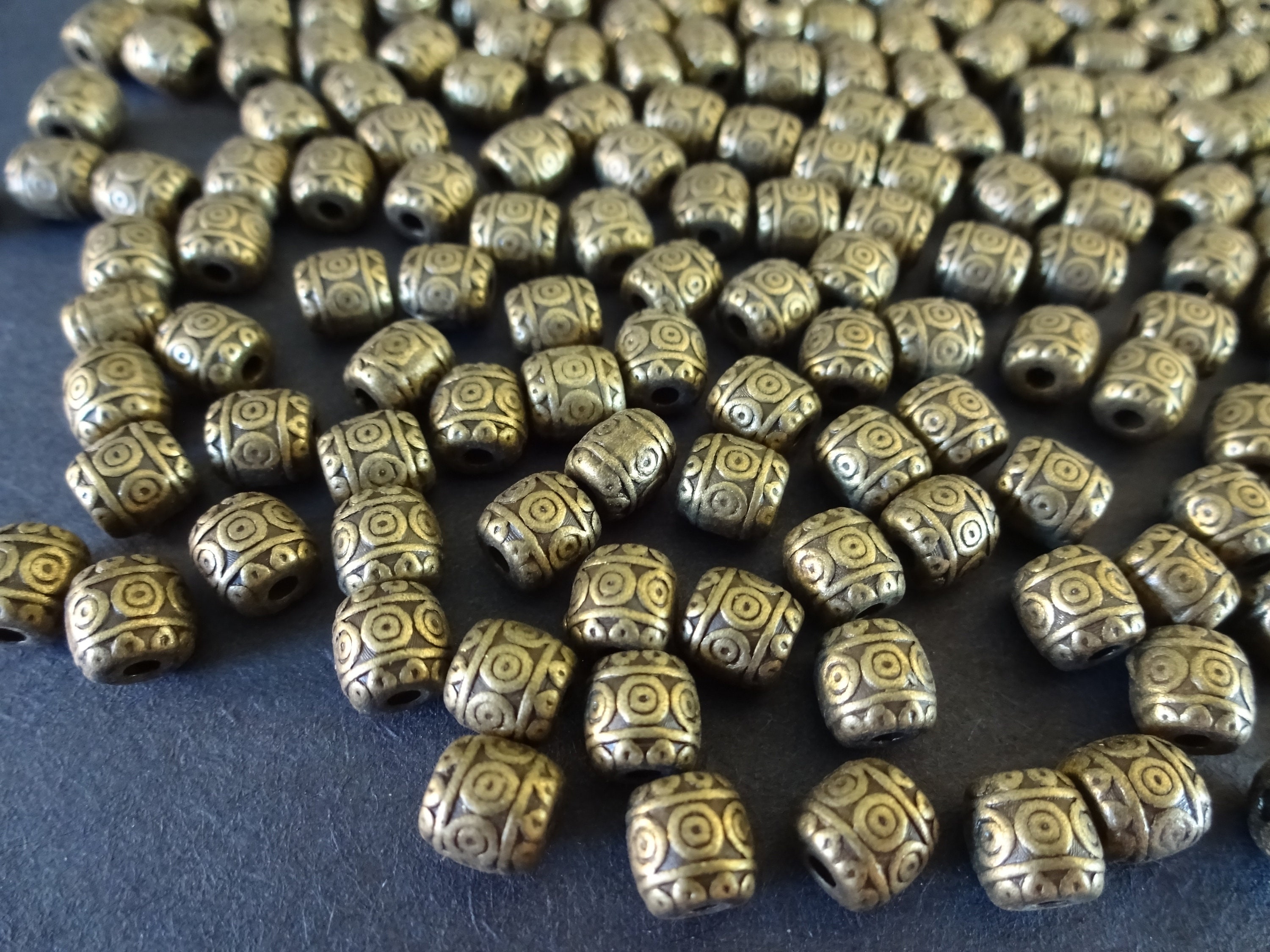 50 Pack of 6mm Barrel Beads, European Style Metal Bead, Metal Barrel ...