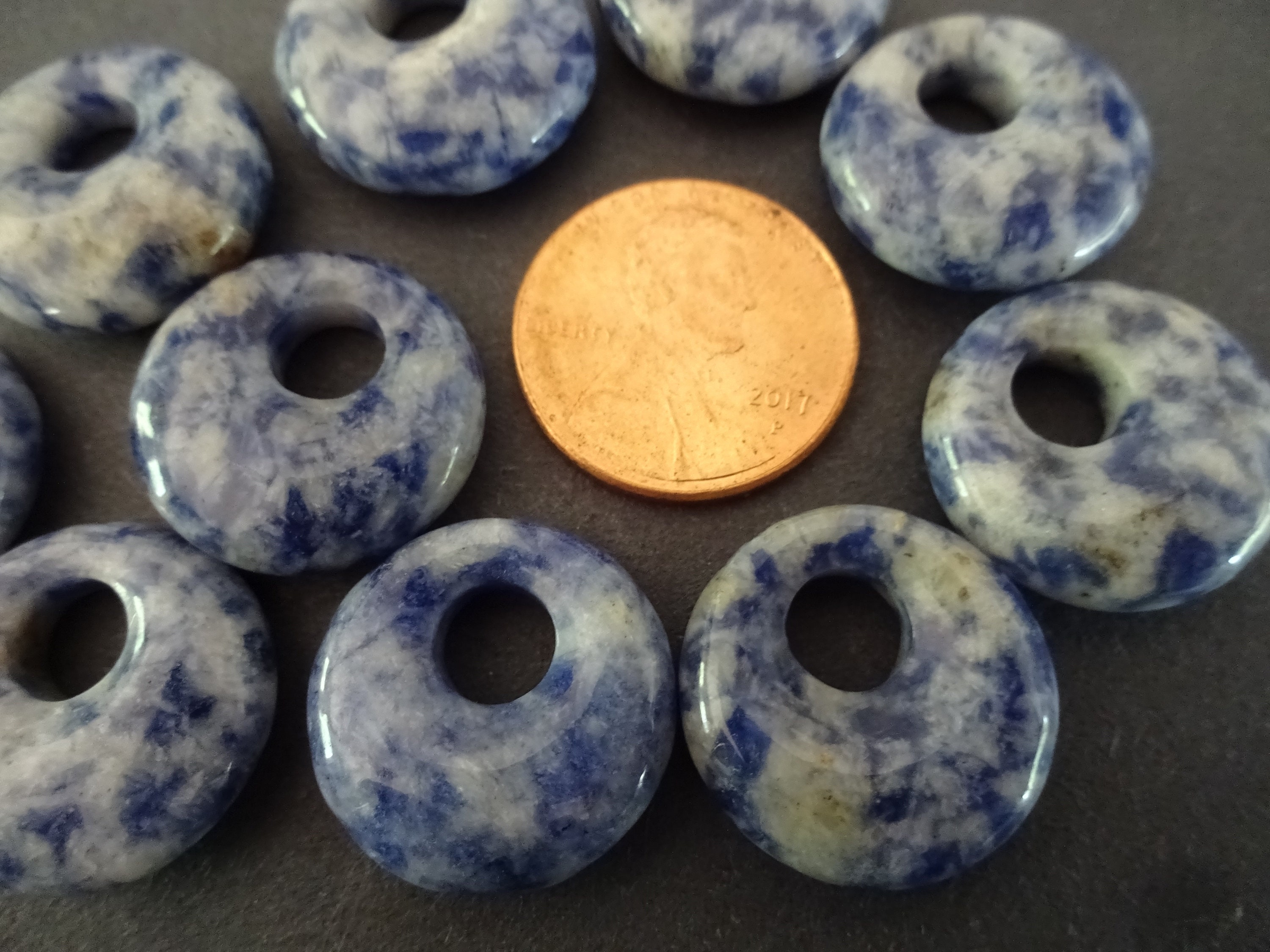 Set of 18mm Natural Blue Spot Jasper Pendant, Mixed Donuts, Multicolor ...