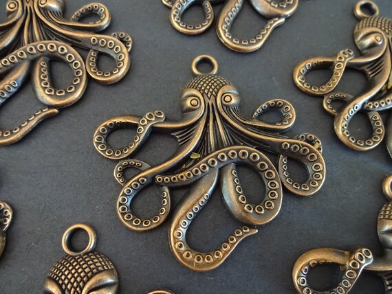 58.5mm Metal Octopus Pendant Red Copper Metal Color Octopus - Etsy