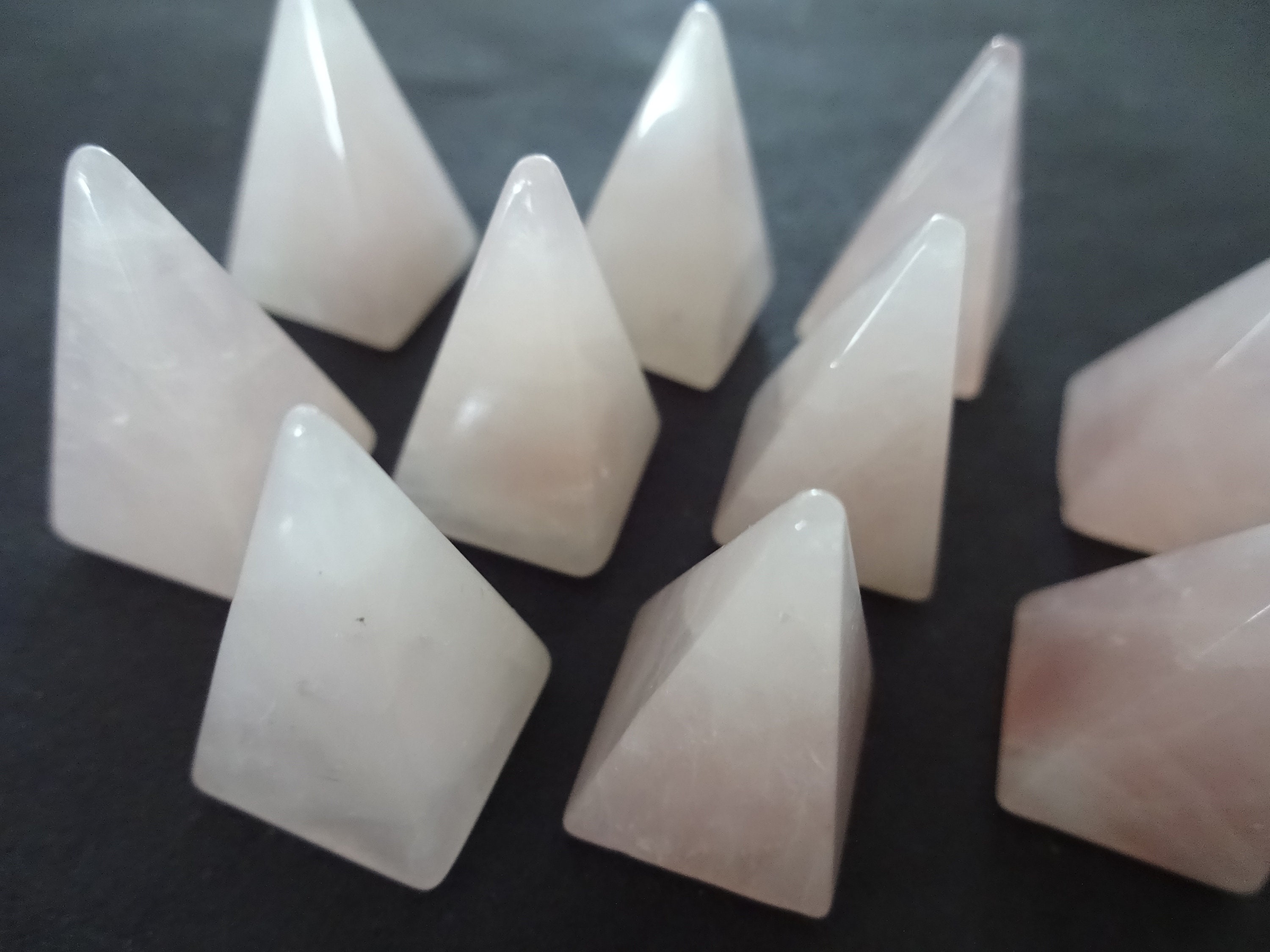 25x14mm Natural Rose Quartz Pyramid Cabochon, Triangle Cab, Pink Quartz ...