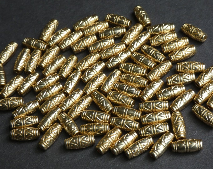 11mm 18K Gold Plated Alloy Metal Tube Beads, Designer Metal Tube ...