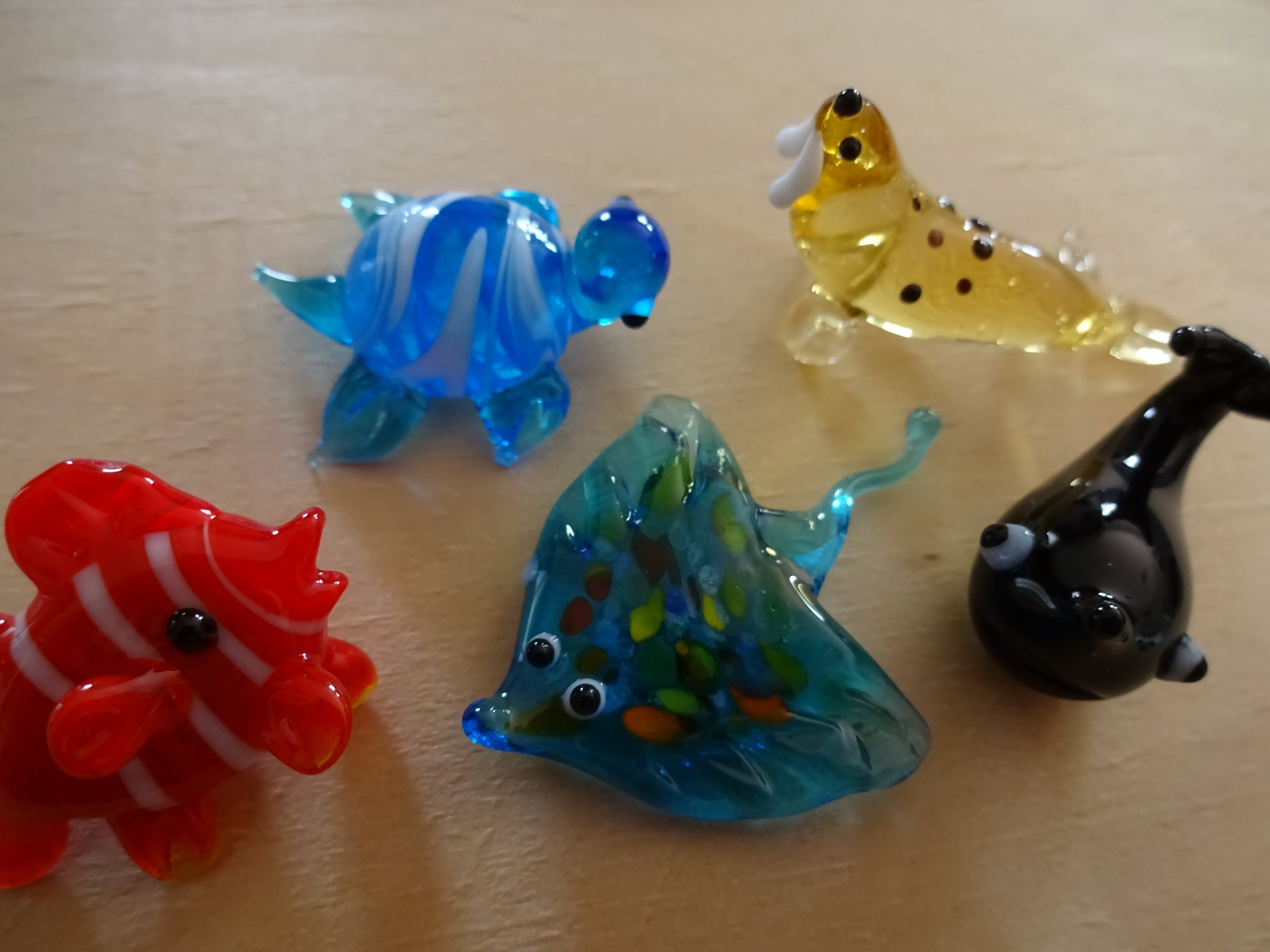 Glass Animal Set, 23-37mm Mini Lampwork Glass Marine Animals, Collect ...