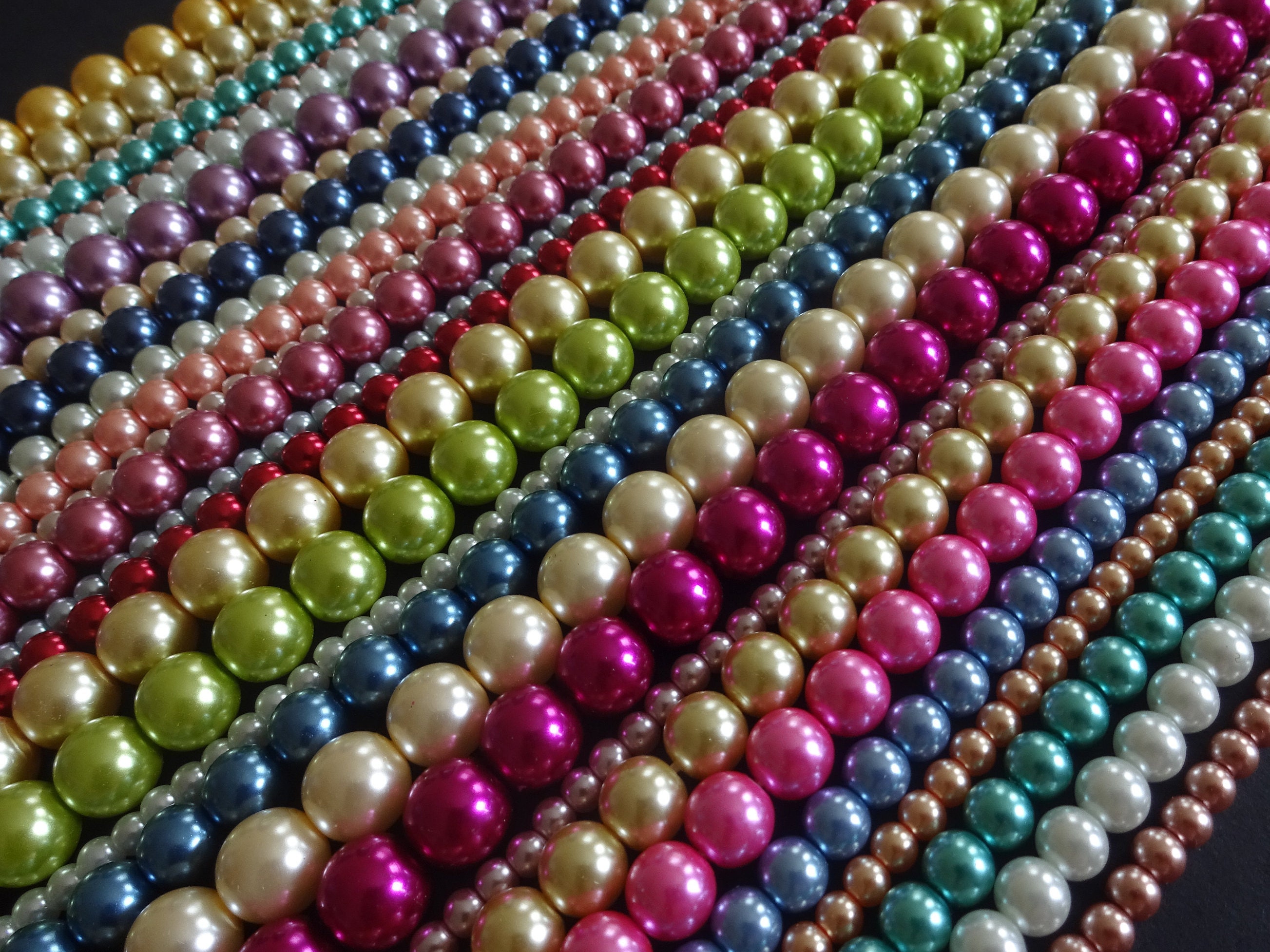 4-10mm Mixed Glass Faux Pearl Bead Strands, Ball Bead, 15 Inch Strands ...