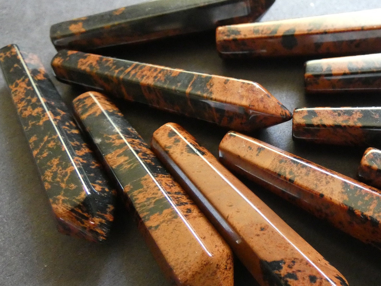 50.5mm Natural Mahogany Obsidian Bullet, Faceted, Undrilled, Polished ...