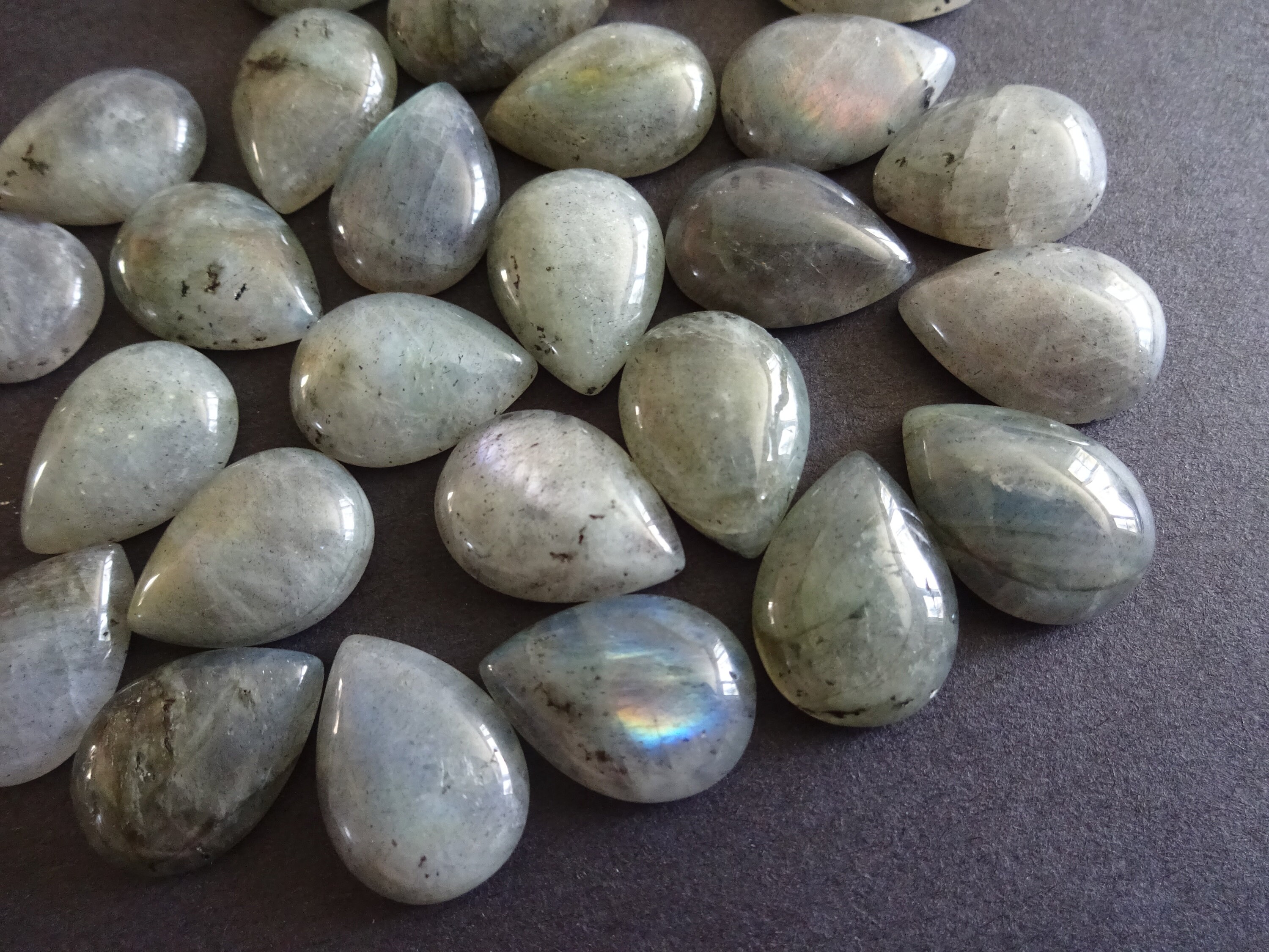 18x13mm Natural Labradorite Teardrop Cabochon, Drop Gemstone, Polished ...