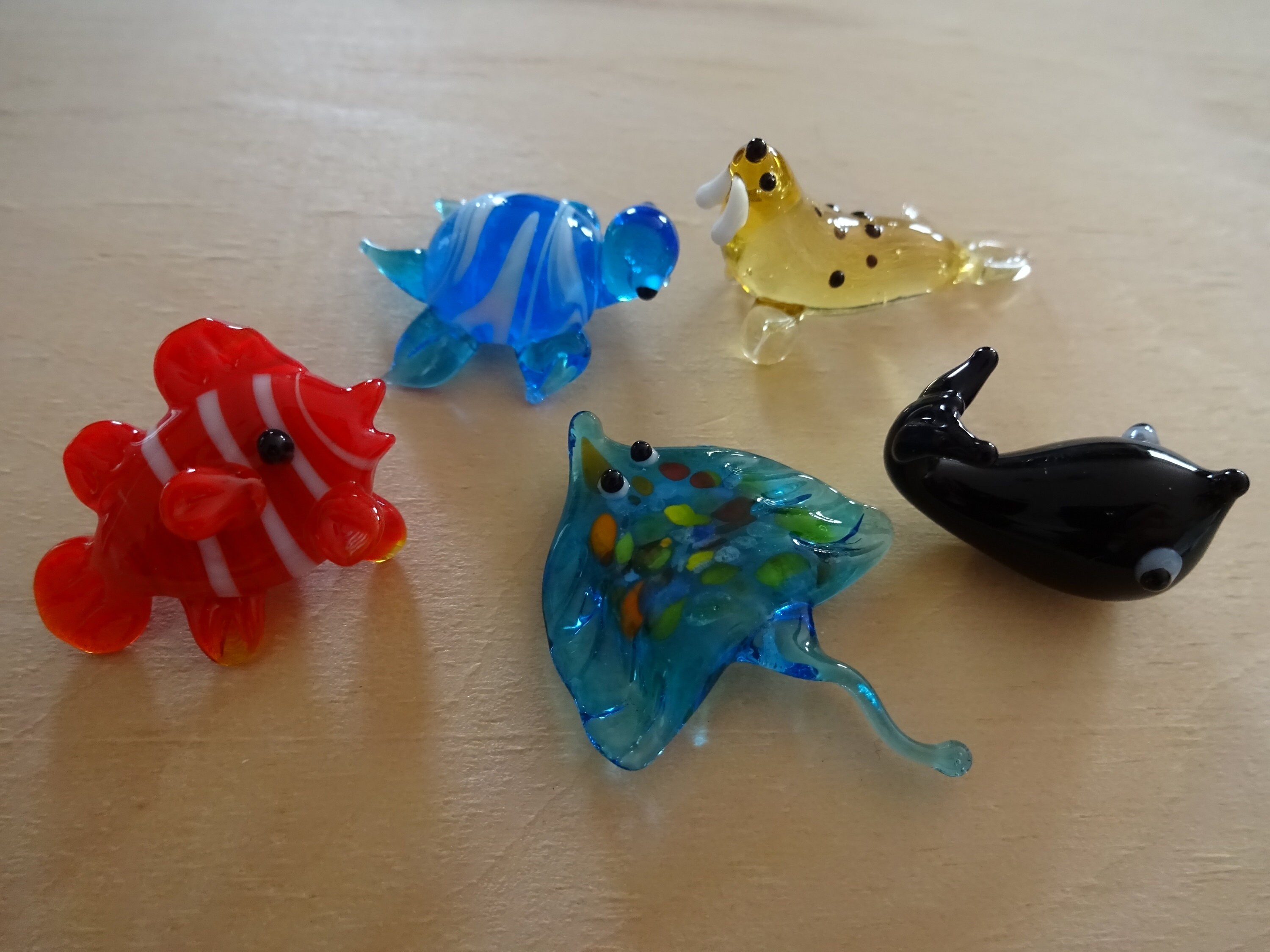 Glass Animal Set, 23-37mm Mini Lampwork Glass Marine Animals, Collect ...