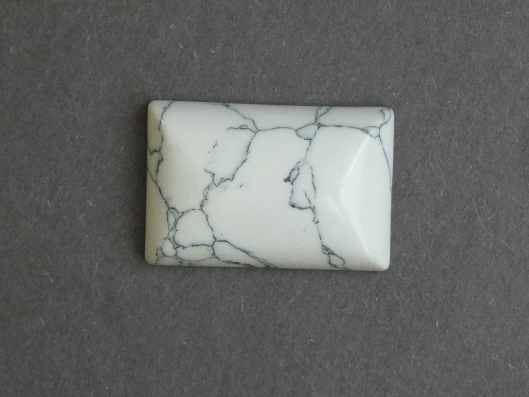 30x20 Natural Howlite Cabochon, Rectangle, White and Gray, One of a ...