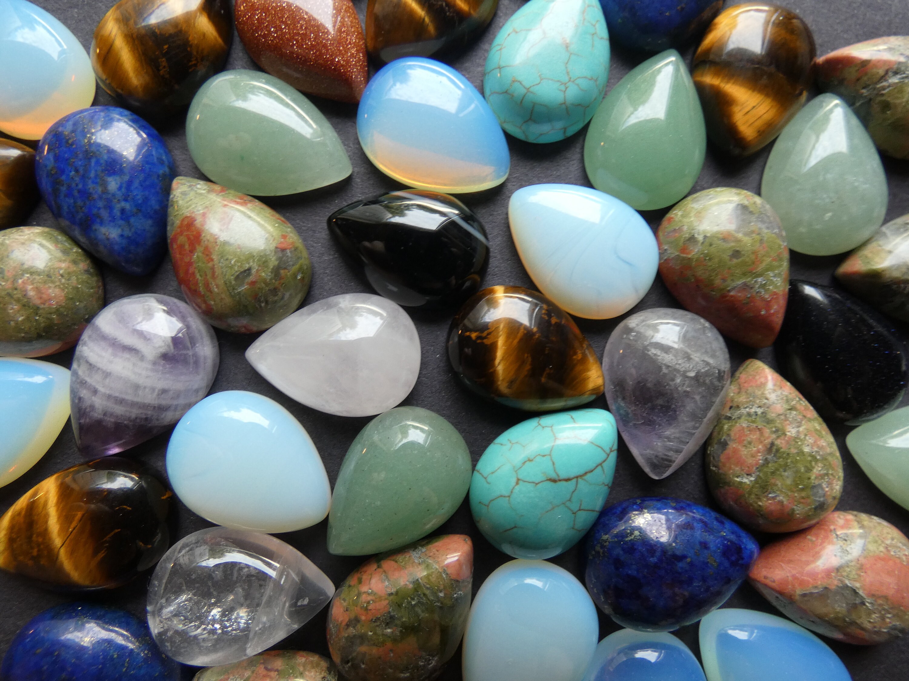 Set of 5 Teardrop Mixed Lot Gemstone Cabochons 13x18x5mm | Etsy