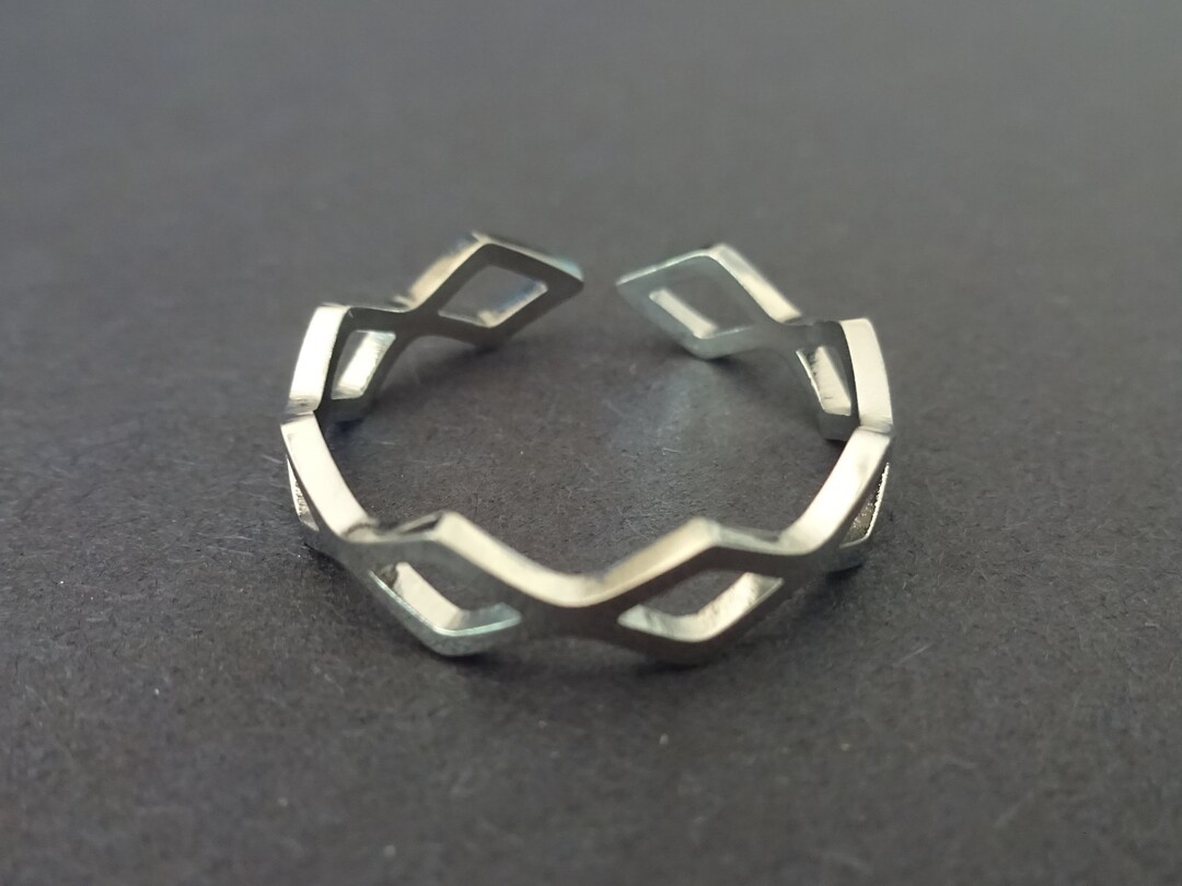 Stainless Steel Adjustable Diamonds Ring, Silver Ring With Diamonds ...