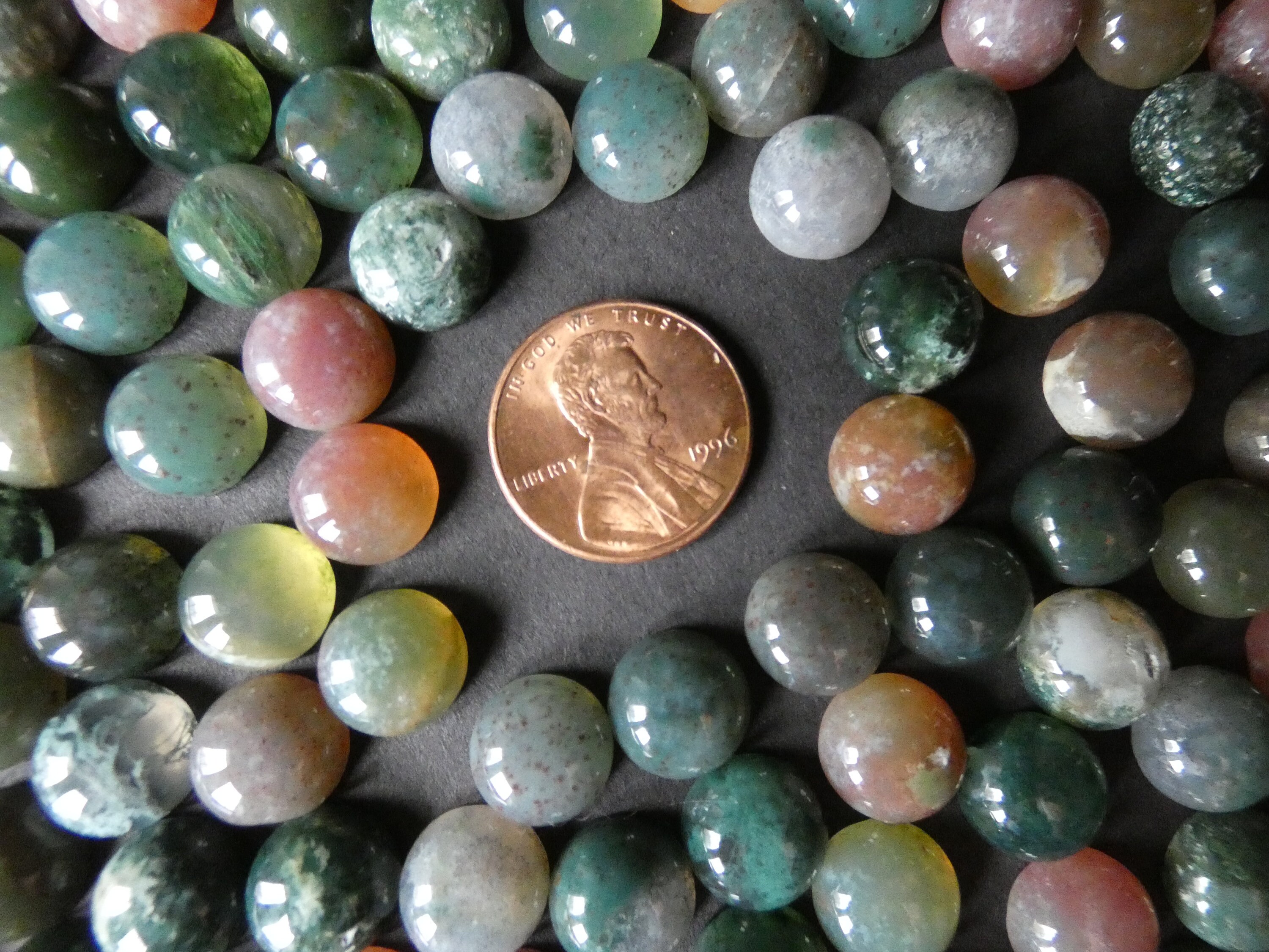 3 PACK 10x5mm Natural Indian Agate Gemstone Cabochon, Round Cabochon ...