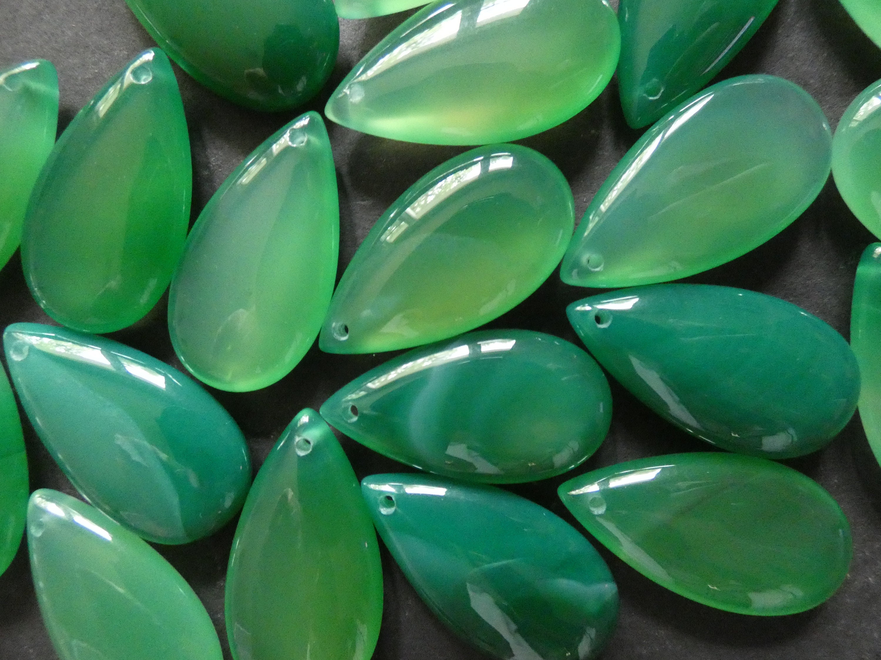 33.5x18mm Natural Green Agate Pendant Drilled Agate Teardrop | Etsy