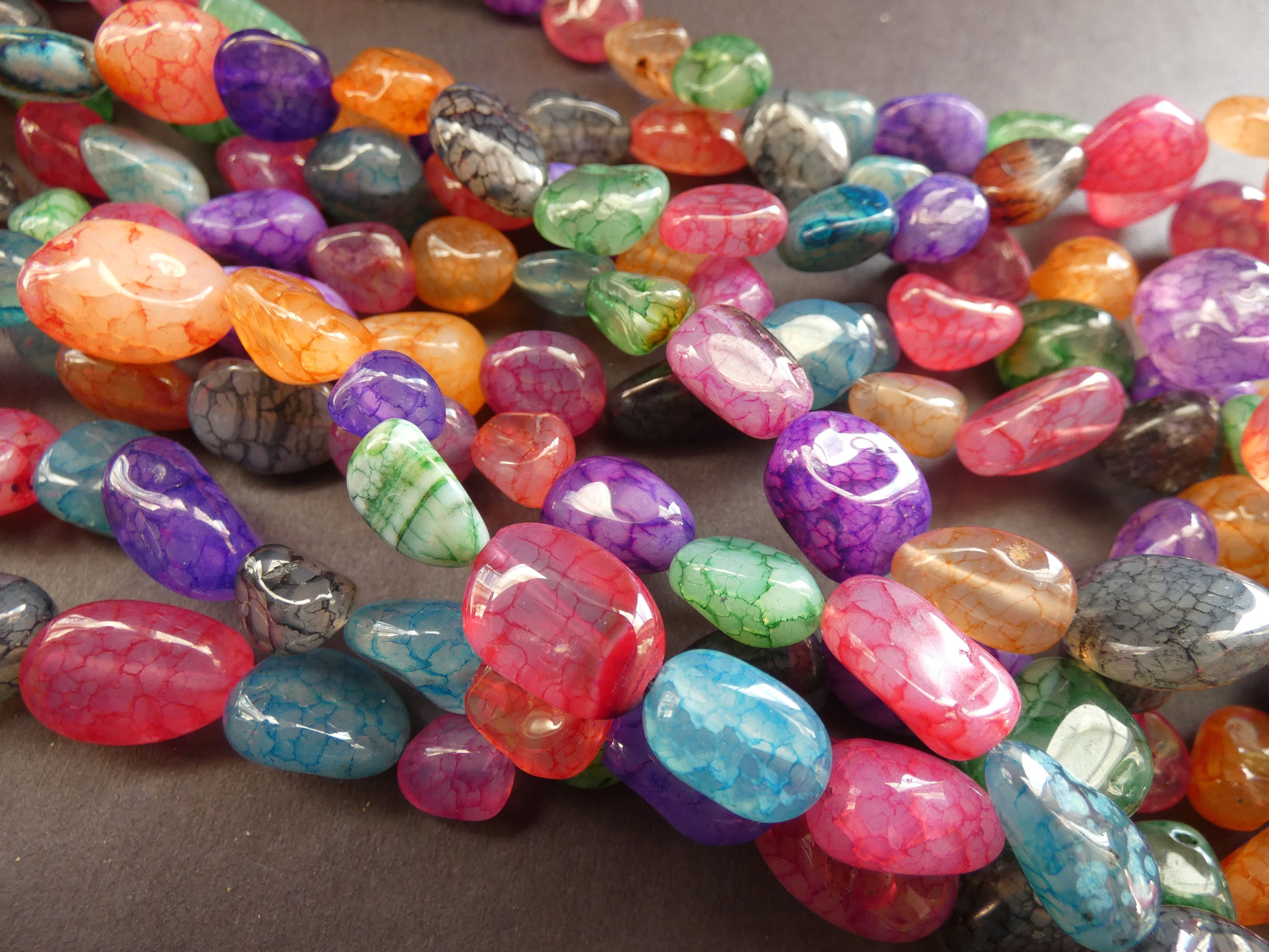 15-16 Inch 8-16mm Natural Crackle Agate Bead Strand, Dyed, About 30-40 ...