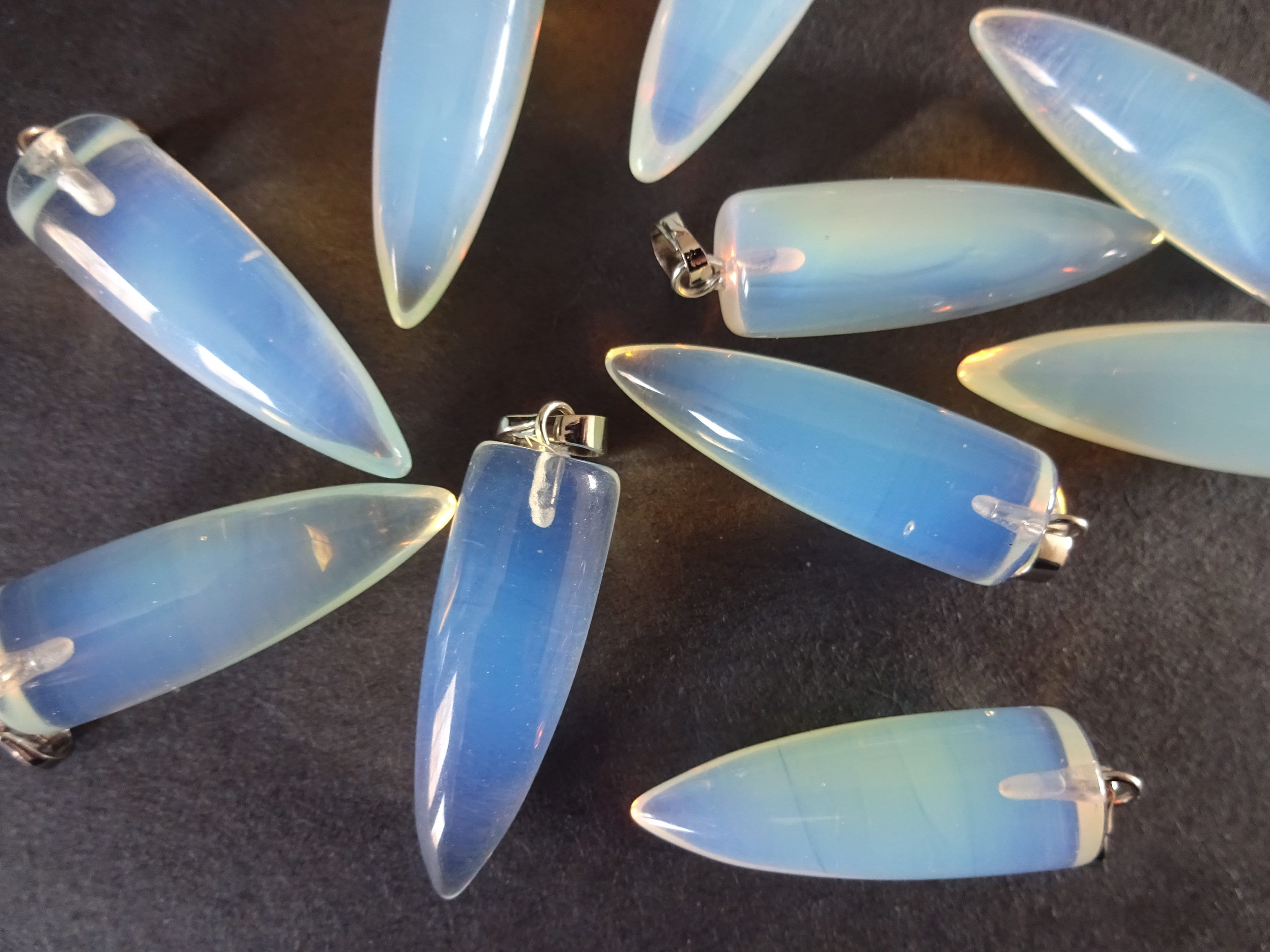 32-35mm Glass Opalite Pendant With Brass, Opalite Bullet, Bullet ...