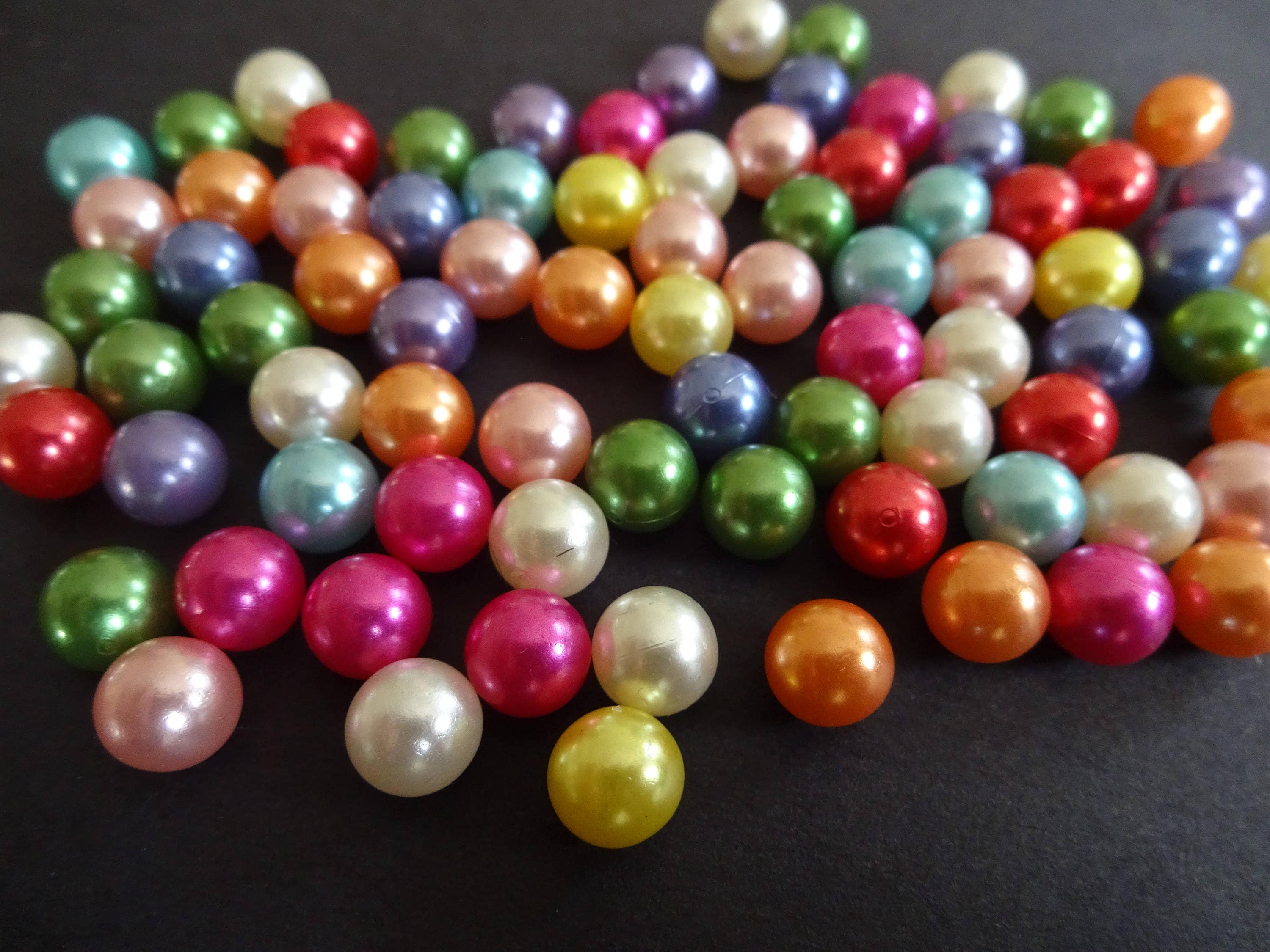 8mm Faux Pearl Ball Beads, Undrilled Rainbow Ball Bead, Mixed Lot ...