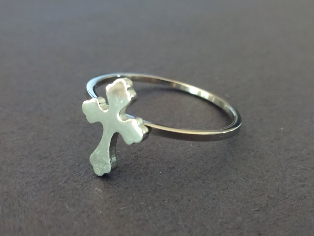 Stainless Steel Silver Cross Ring, Cross Band, Sizes 6-10, Handcrafted ...