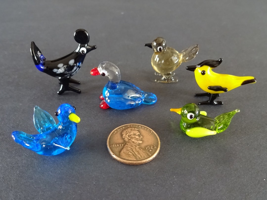 Mini Lampwork Glass Small Birds Set, Collect All 6, Small Bird ...
