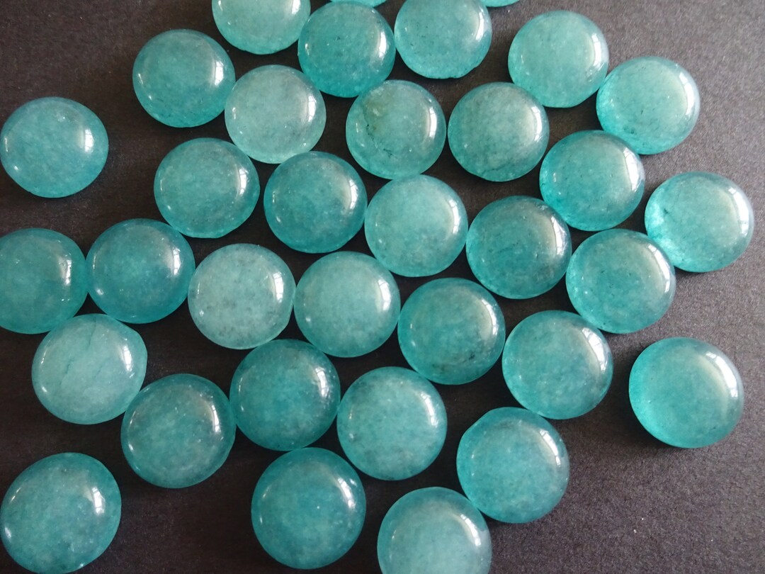 12mm Natural White Jade Gemstone Cabochon, Dyed, Round Cabochon, Dome ...