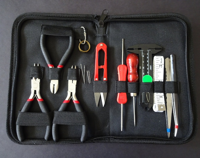 16 Piece Diy Jewelry Tool Set With Black Case Beading And Crafting Kit