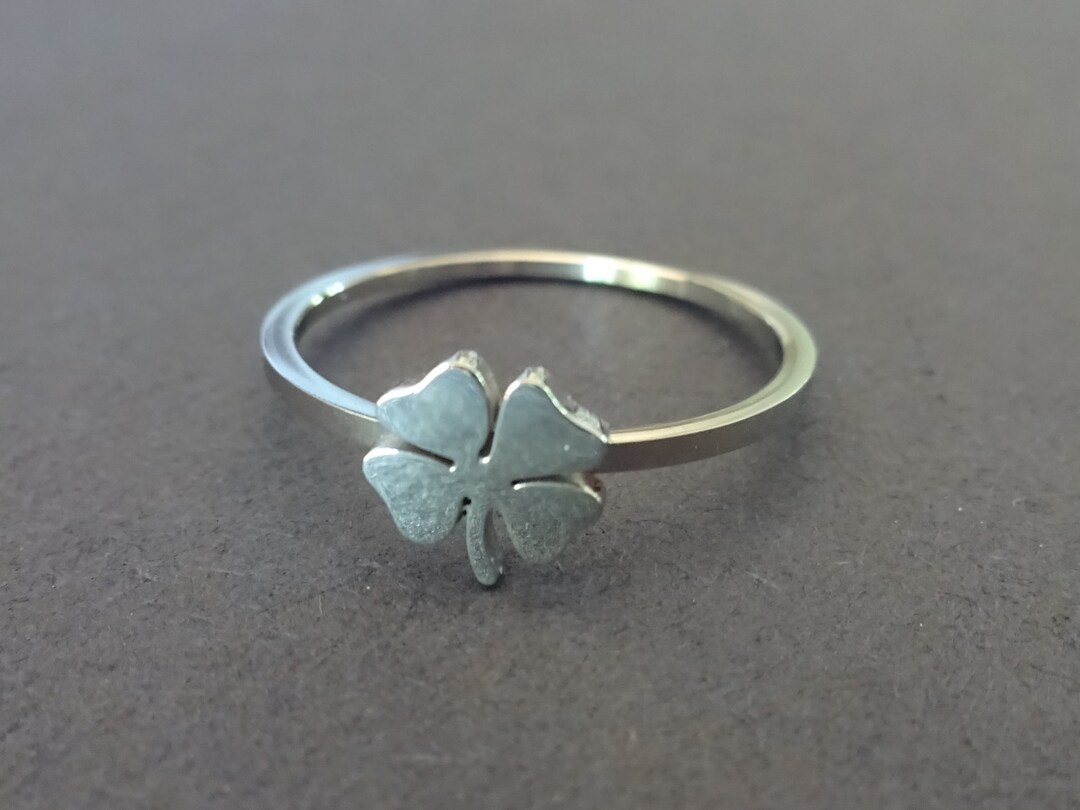 Stainless Steel 4 Leaf Clover Ring, Silver Clover, Sizes 6-10 ...