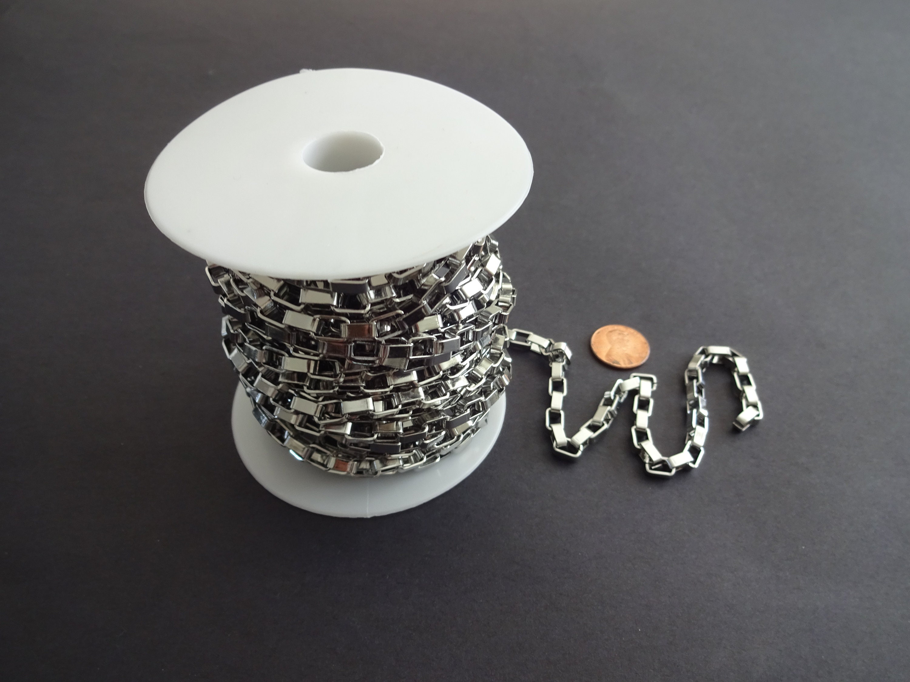 10 Meters 304 Stainless Steel Venetian Box Chain, 8x5mm Chain Bulk Lot ...