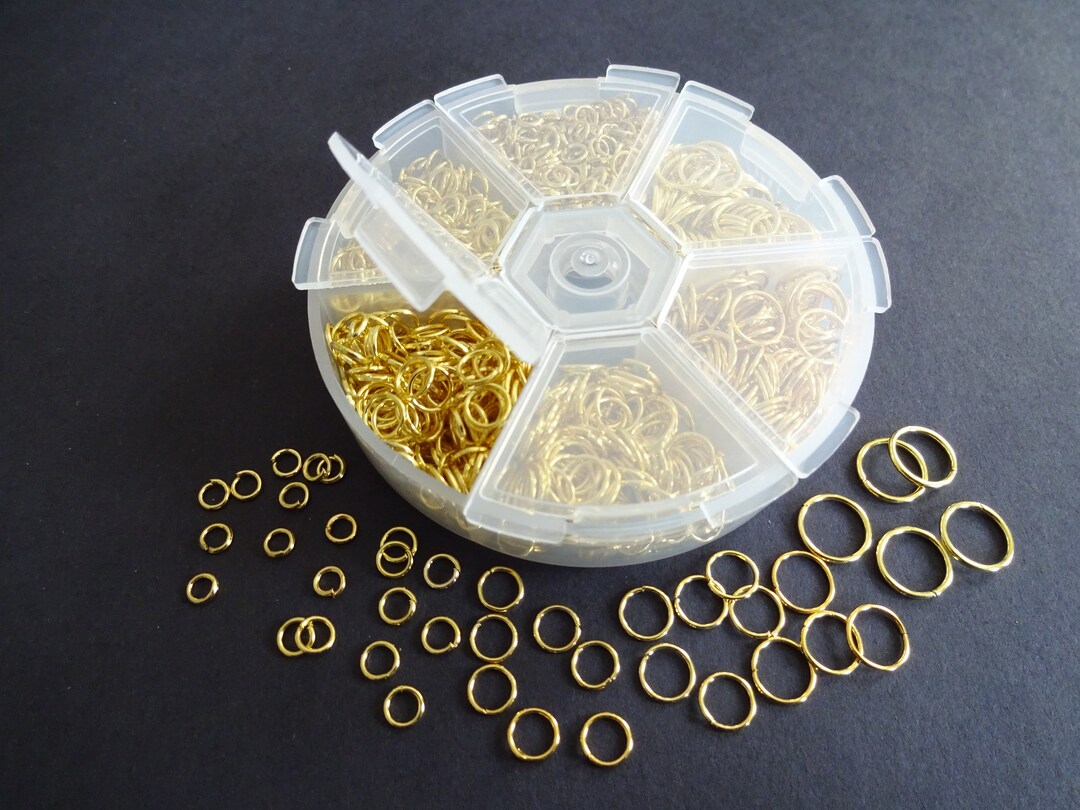 6 Sizes Gold Color Iron Jump Ring Set, 4-10mm, 1600 Rings, Gold Jump ...