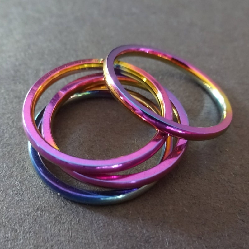 Rainbow Steel Ring - Etsy