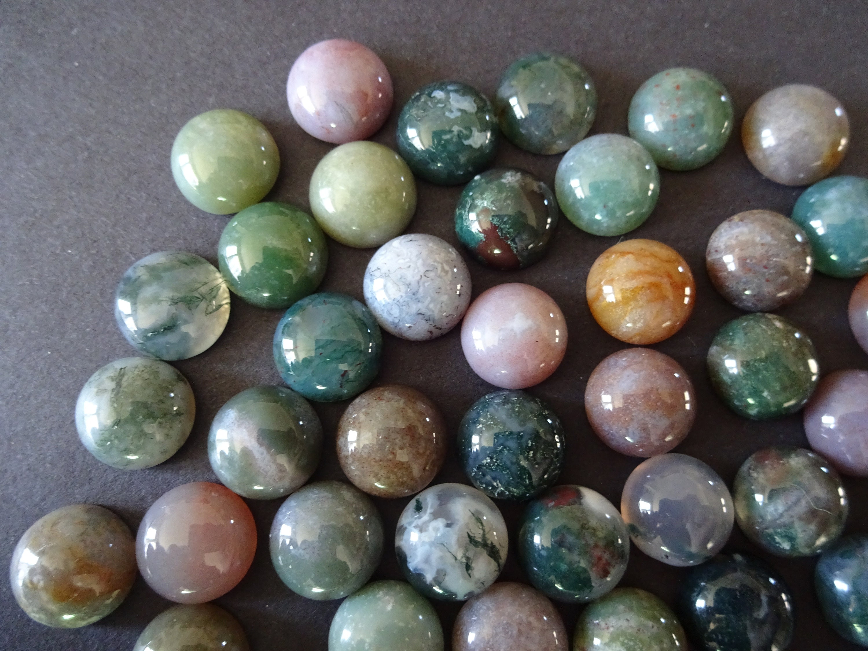 2 Pack 10mm Natural Indian Agate Gemstone Cabochon, Round Cabochon ...