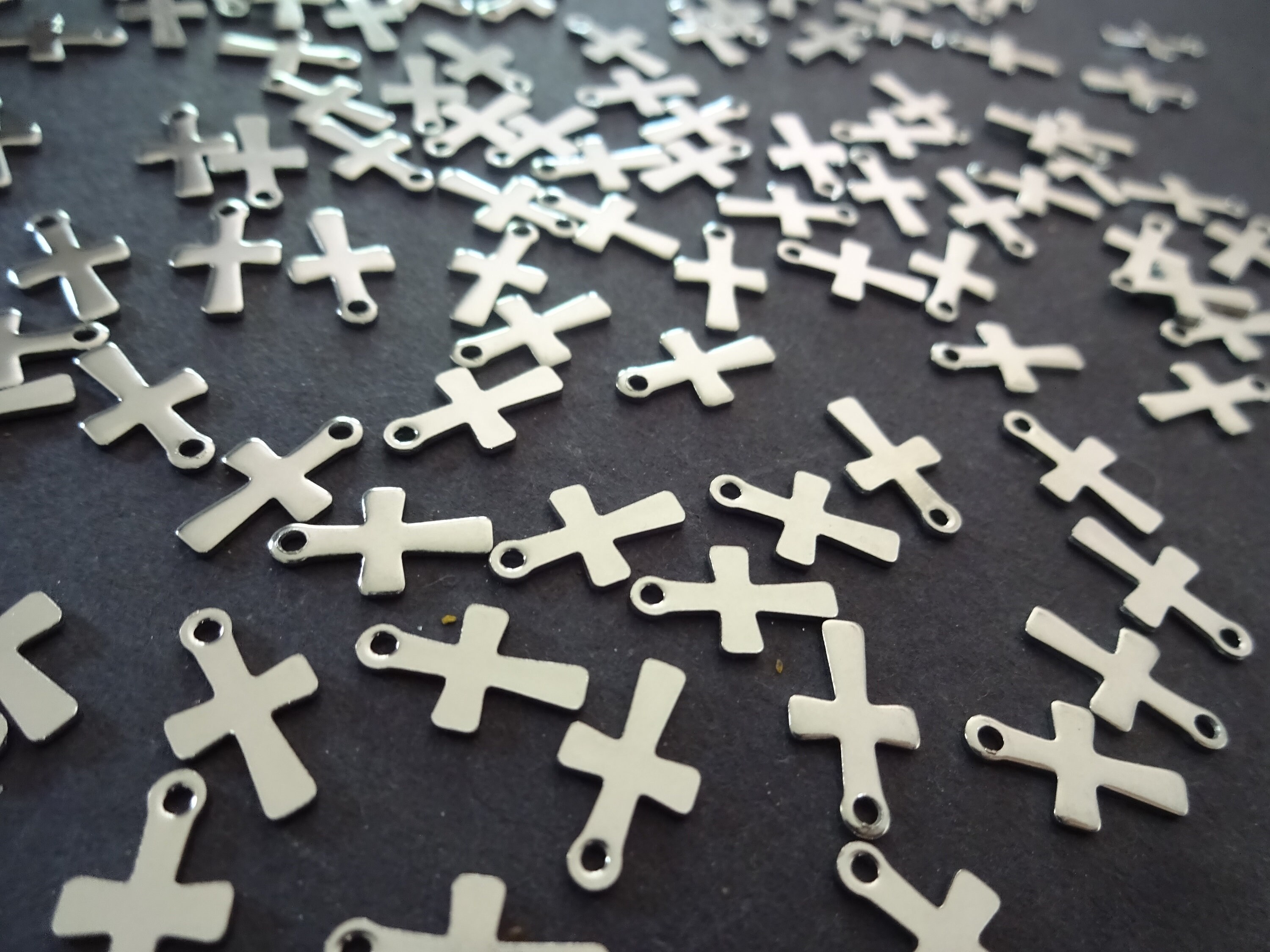 12x7x1mm 304 Stainless Steel Cross Charm, Silver Color, Metal Charm ...