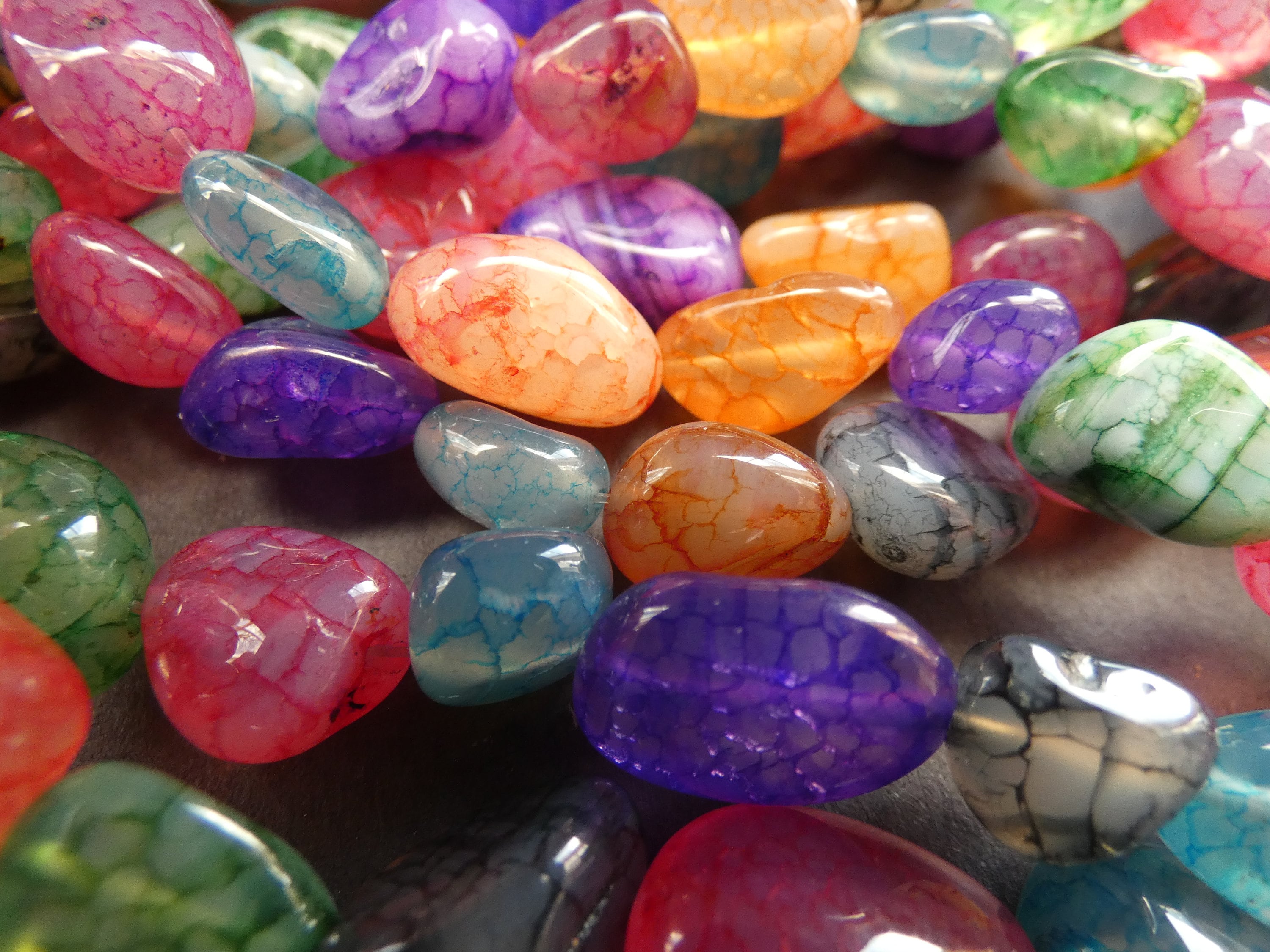 15-16 Inch 8-16mm Natural Crackle Agate Bead Strand, Dyed, About 30-40 ...