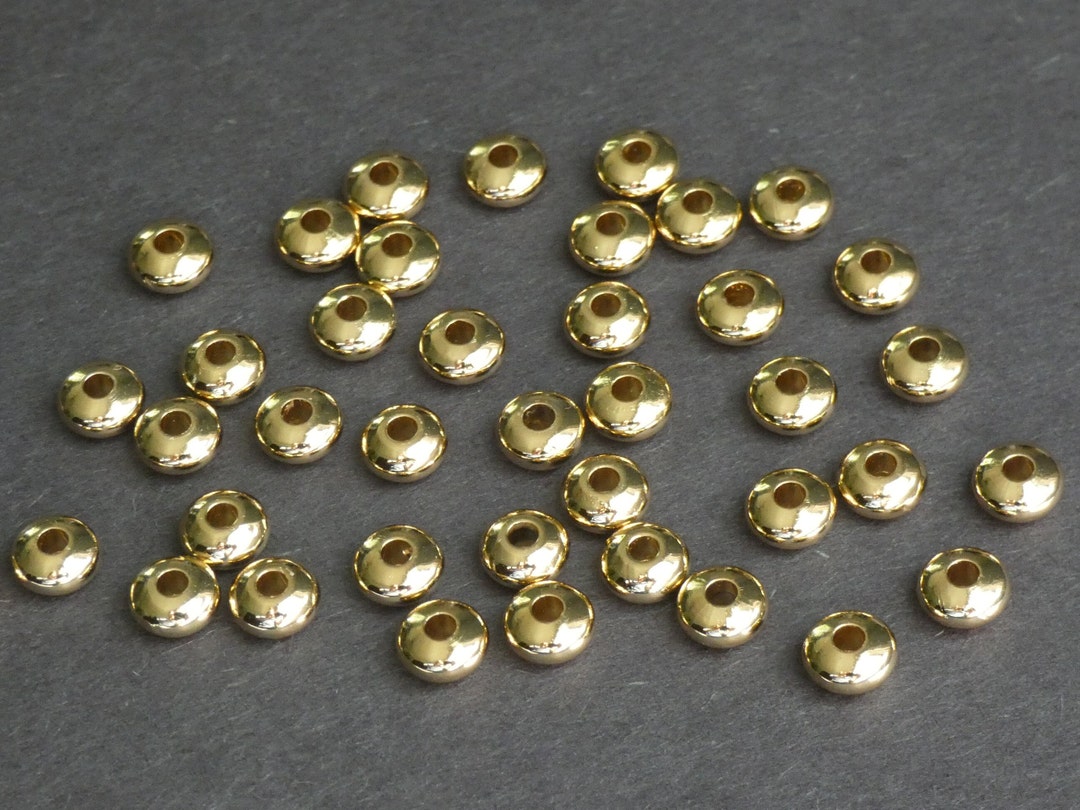 20 PACK 6x3mm Brass Saucer Beads, Classic Gold Color, Round Metal ...