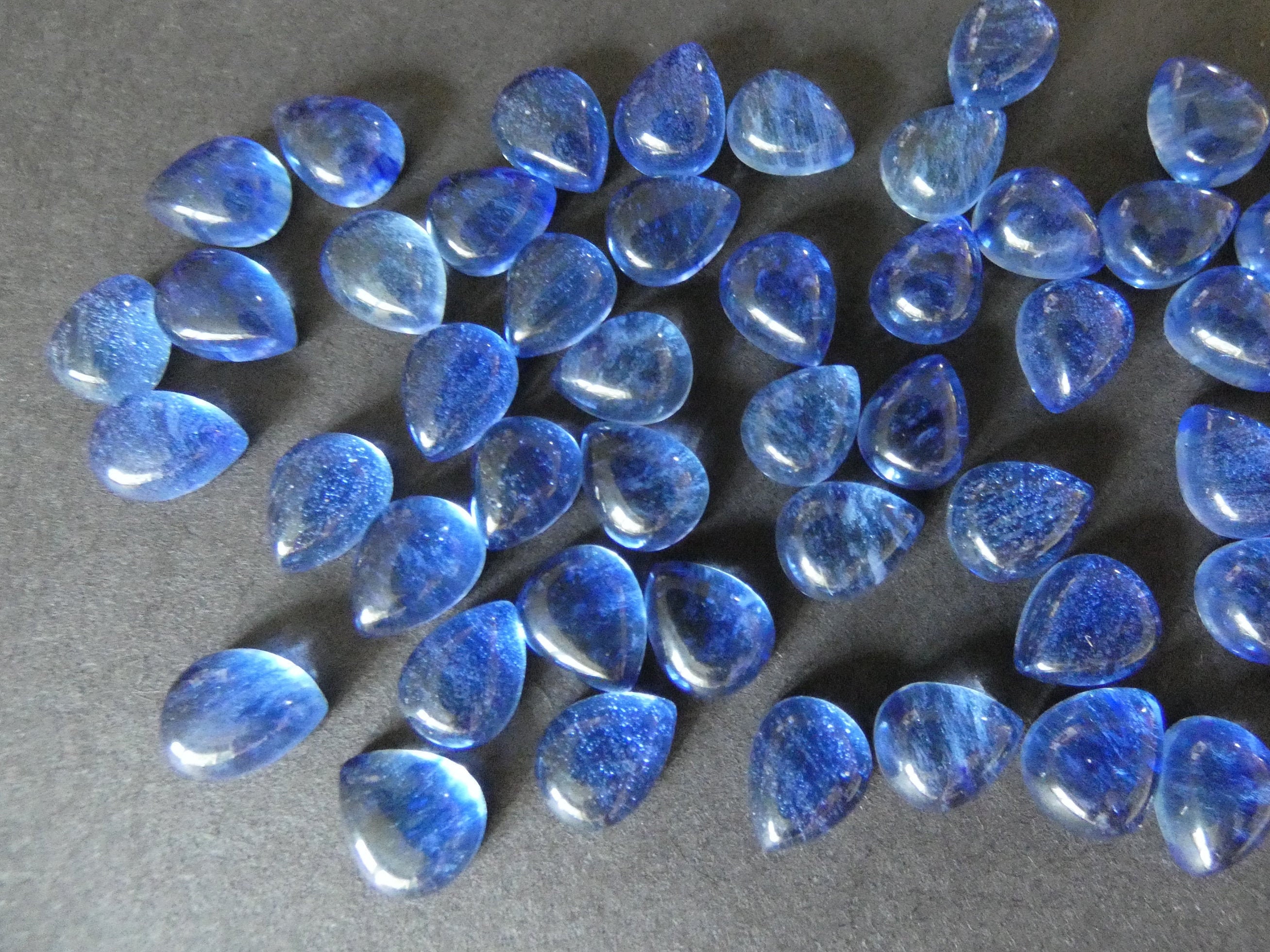 8x6mm Natural Kyanite Cabochon, Teardrop Cabochon, Polished Stone, Blue ...
